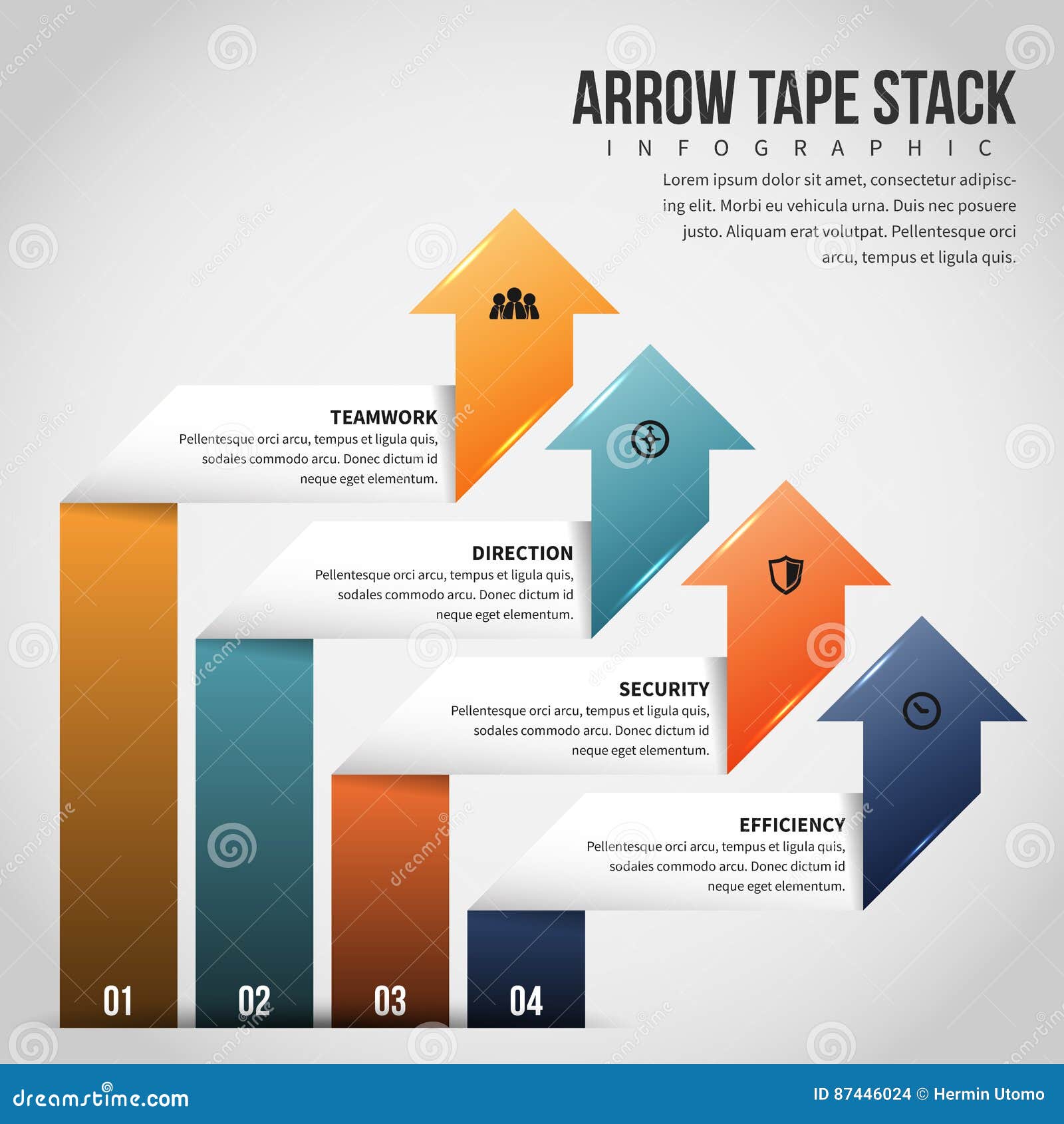 Arrow Tape Stack Infographic Stock Illustrations – 4 Arrow Tape Stack ...