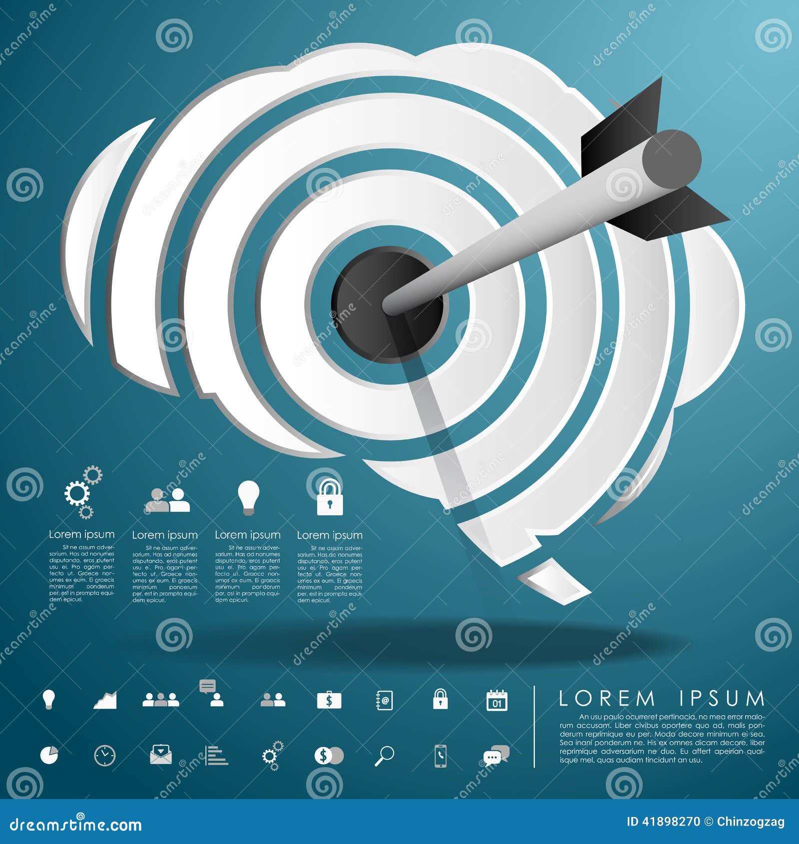 Arrow on Target Brain with Business Icon Stock Vector - Illustration of ...