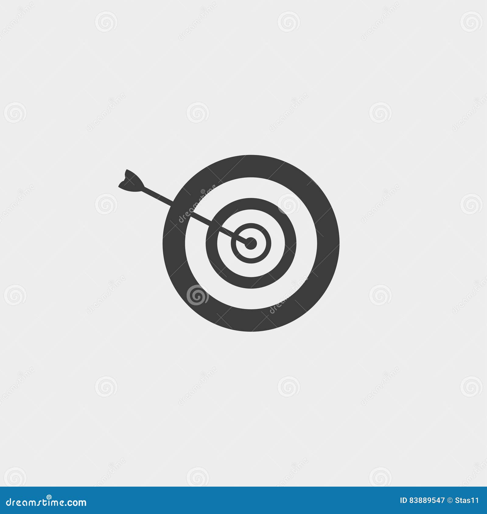 Arrow in the Target Icon in a Flat Design in Black Color. Vector ...