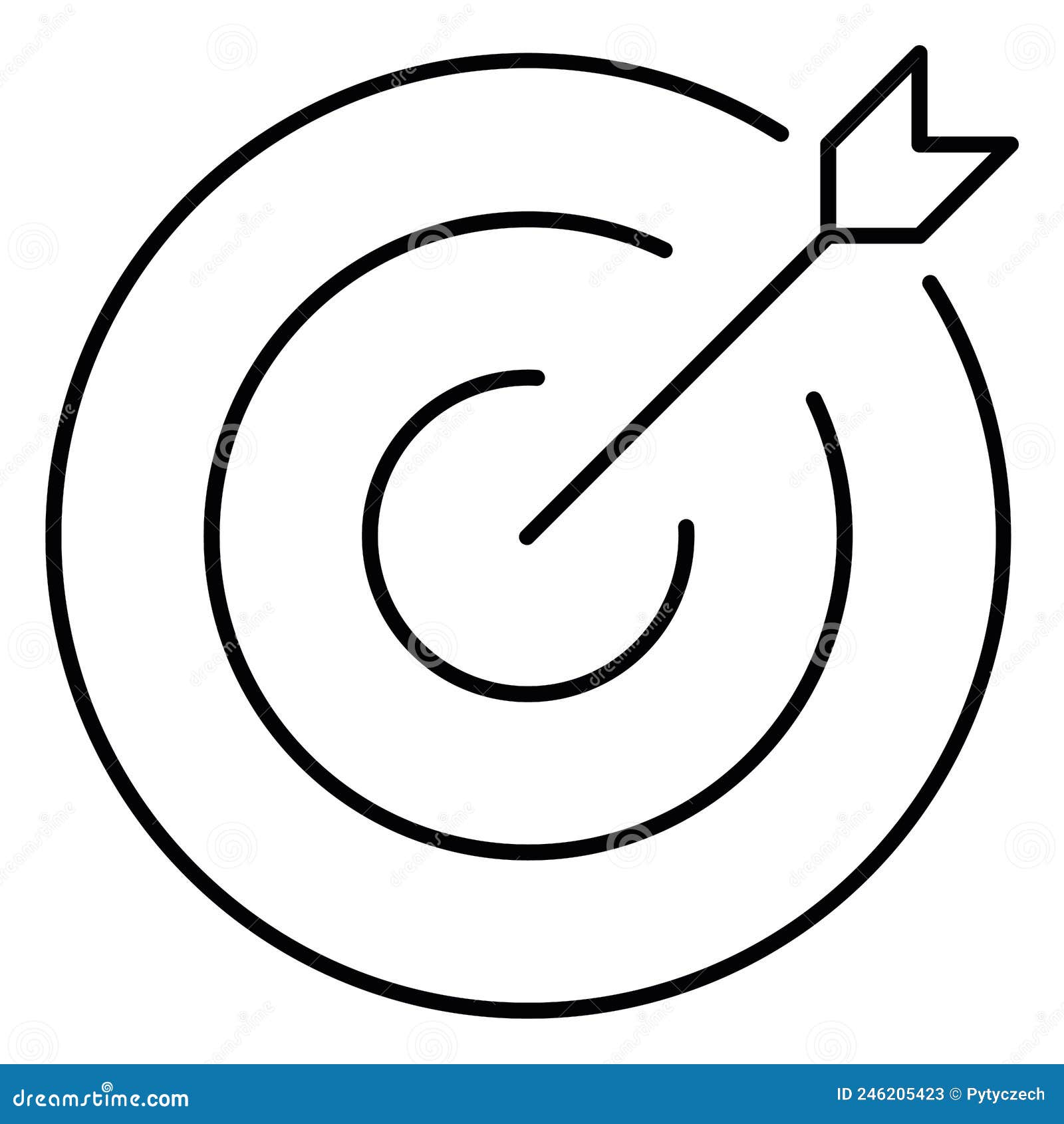 Arrow in the Target Thin Line Icon Stock Vector - Illustration of ...