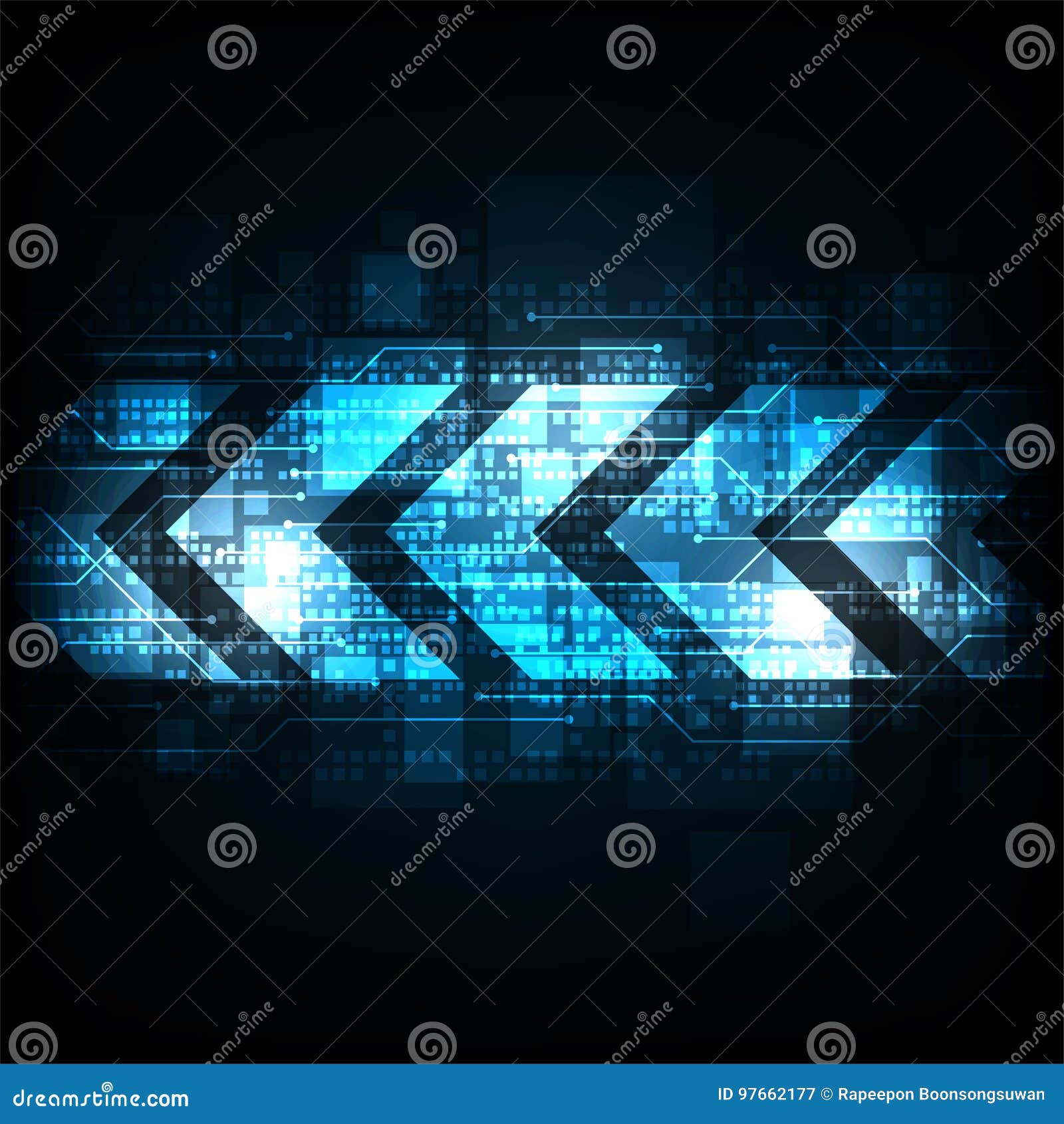 Arrow in Technology Concept on a Dark Blue Background. Stock Vector ...