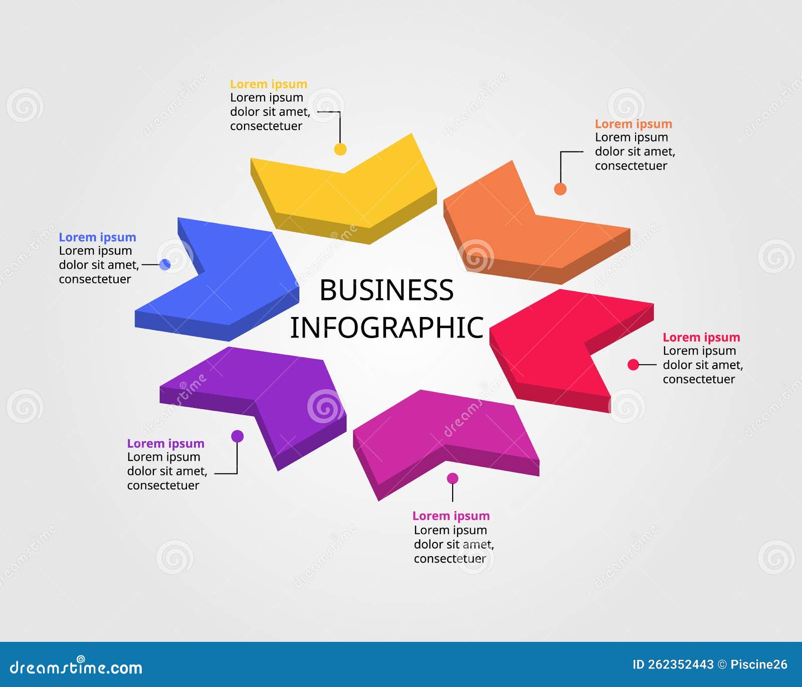 Arrow Template for Infographic for Presentation for 6 Element Stock ...