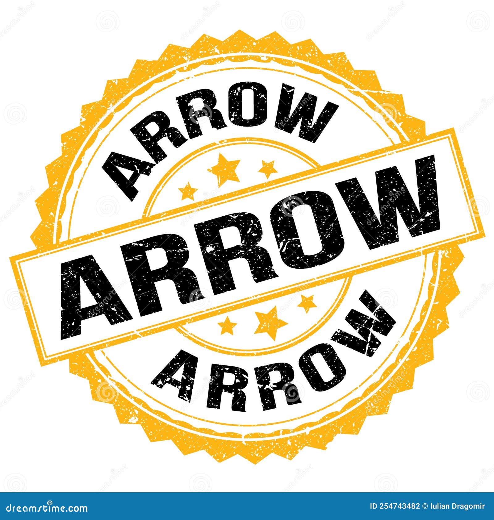 ARROW Text on Yellow-black Round Stamp Sign Stock Illustration ...