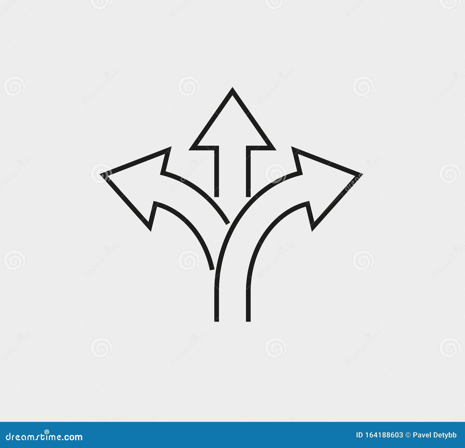 Arrow, Three Way, Direction Icon. Vector Illustration, Flat Design ...