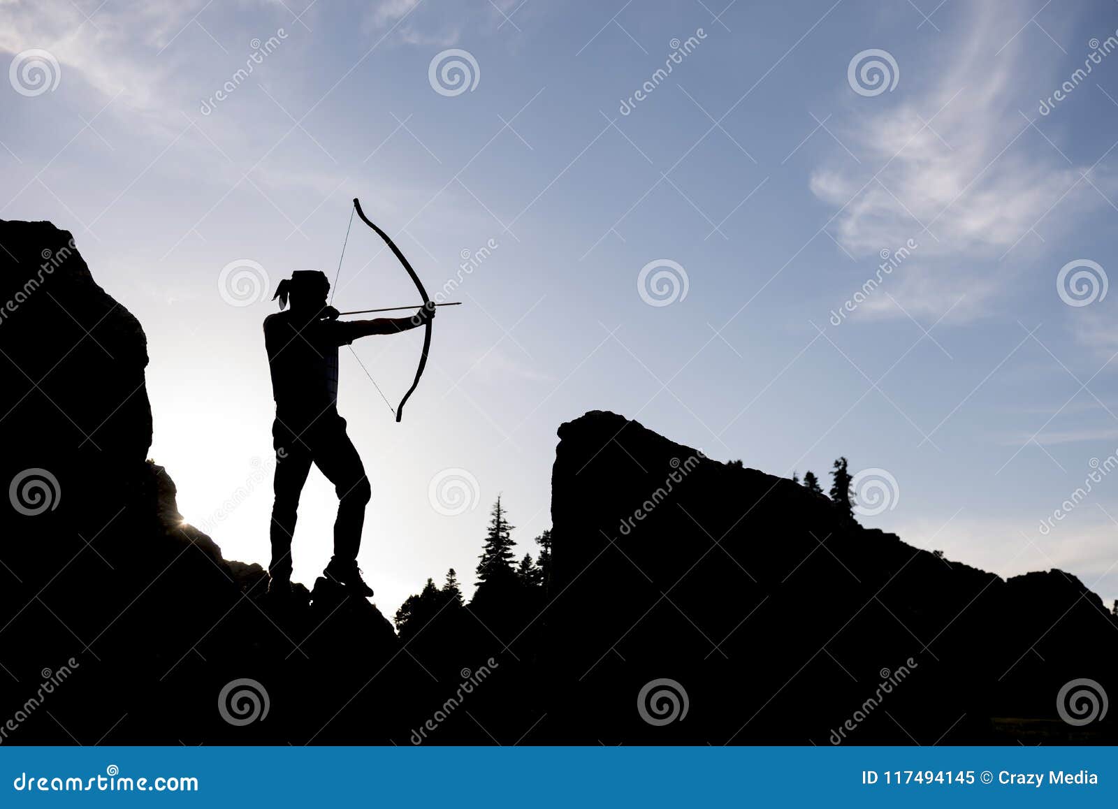 Arrow Throwing Man Silhouette Stock Image - Image of hobby, mountain ...