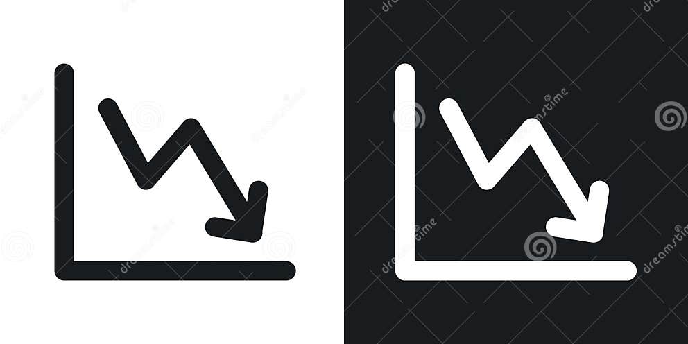 Arrow Trend-down Icon Isolated on White Background Stock Vector ...