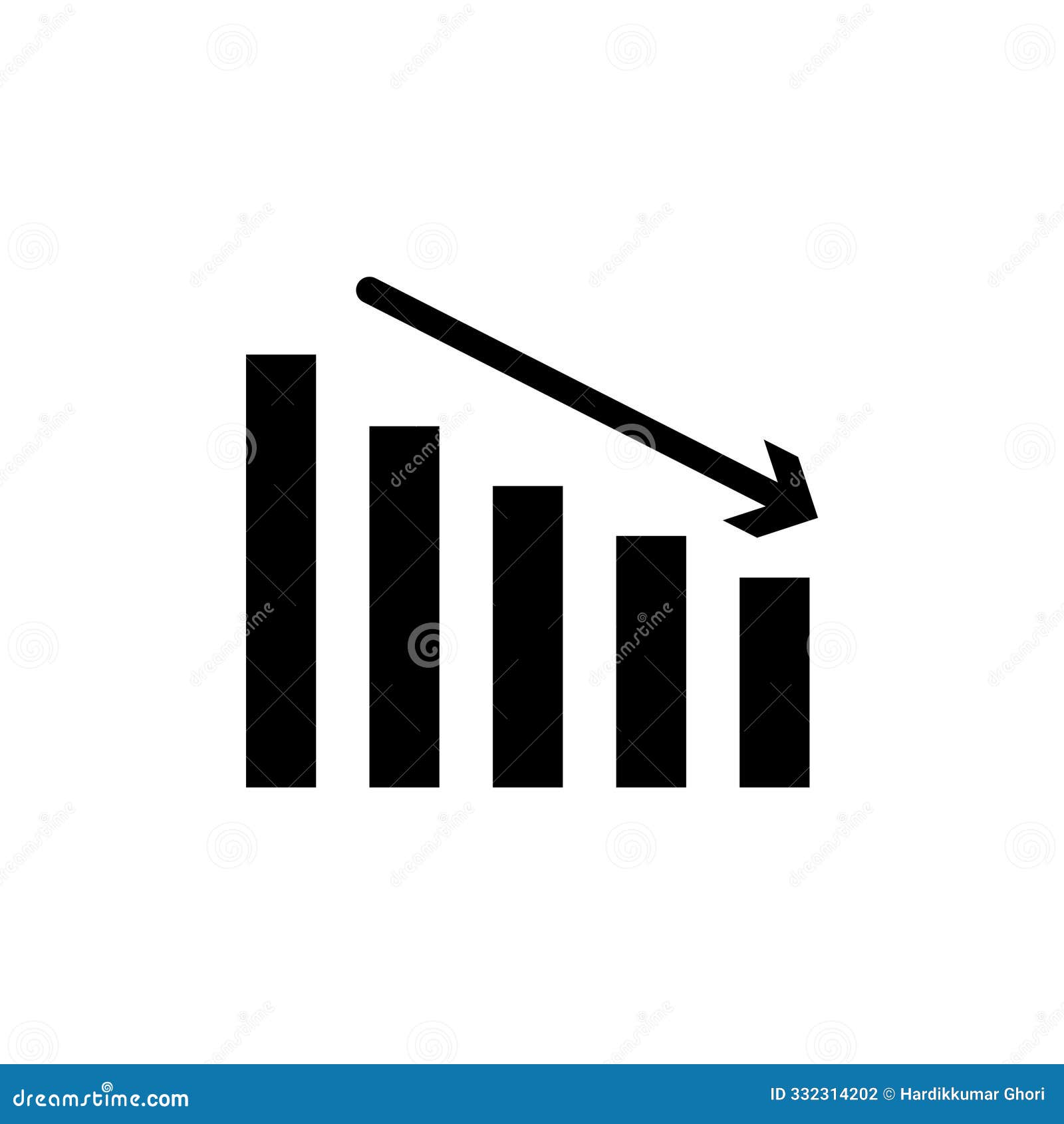 Arrow Trend-down Icon Isolated on White Background Stock Illustration ...