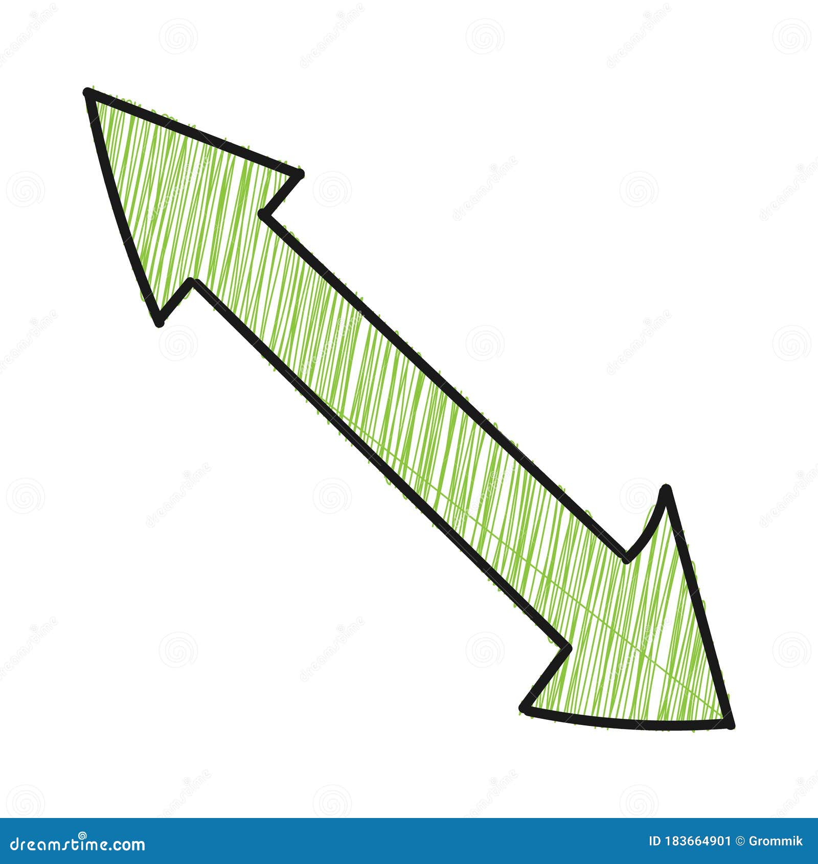 Arrow with Two Directions with Shading in the Style of Doodle. Vector ...