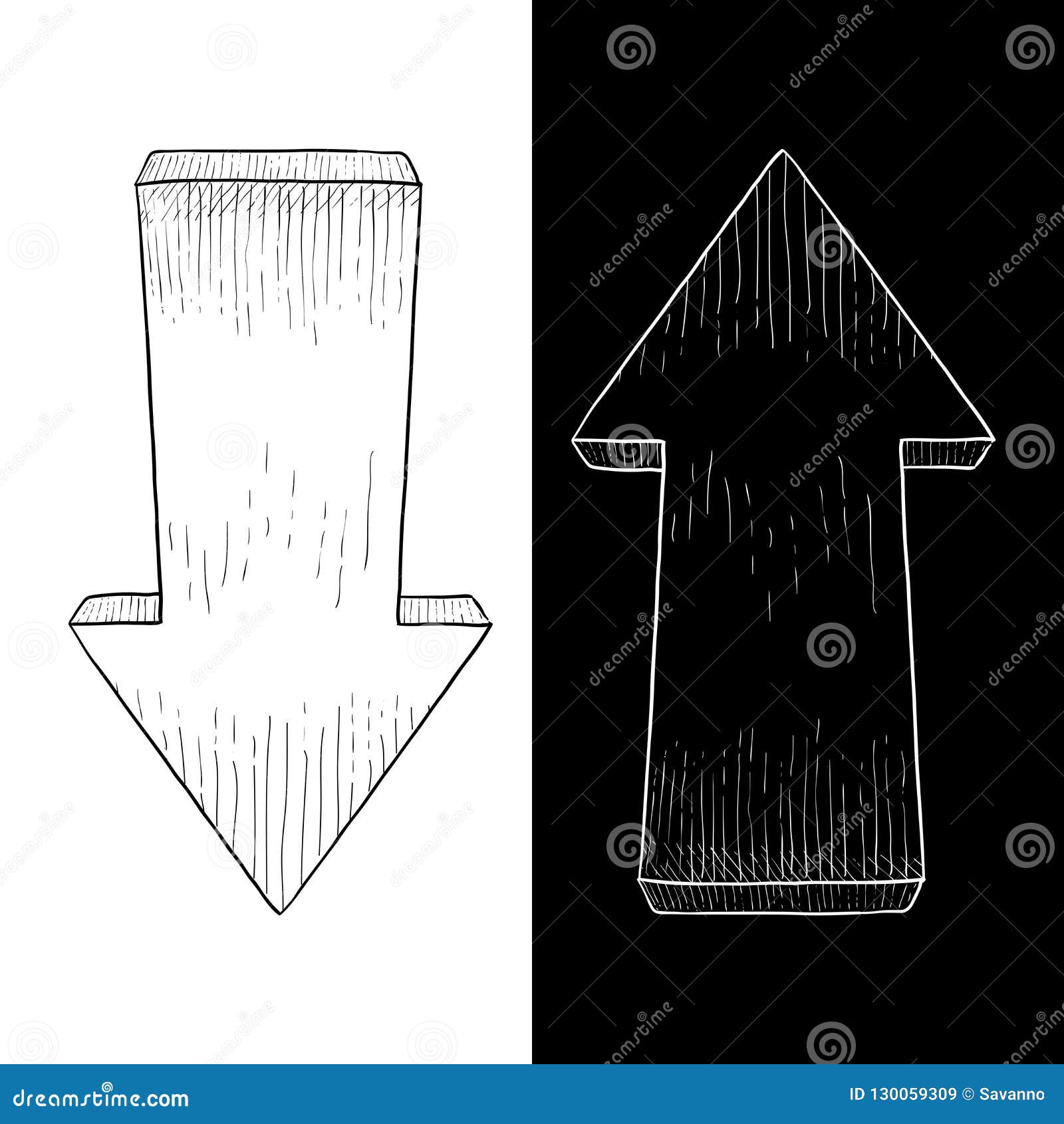 Arrow Up and Down. Hand Draw Sketch Stock Vector - Illustration of ...