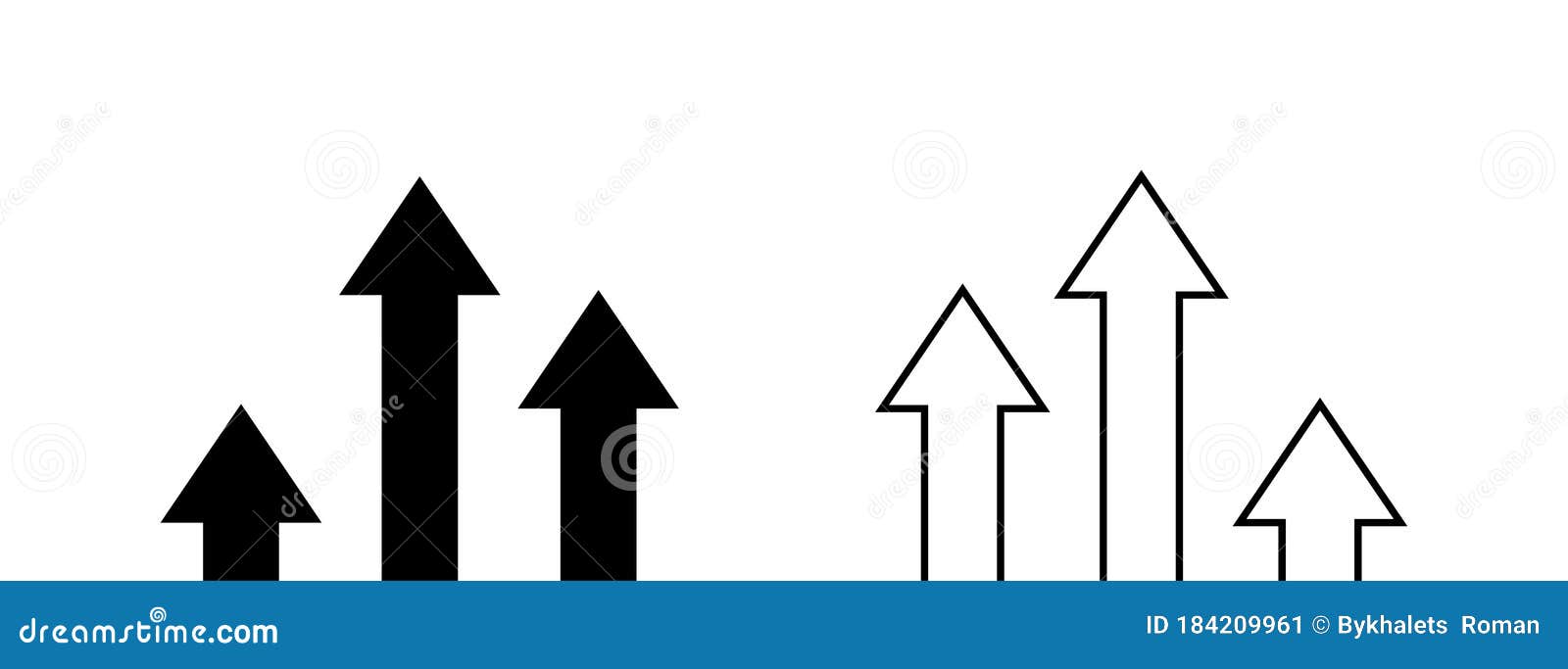 Arrow Up. Growing Arrow. Vector Isolated Elements. Black Isolated Arrow ...