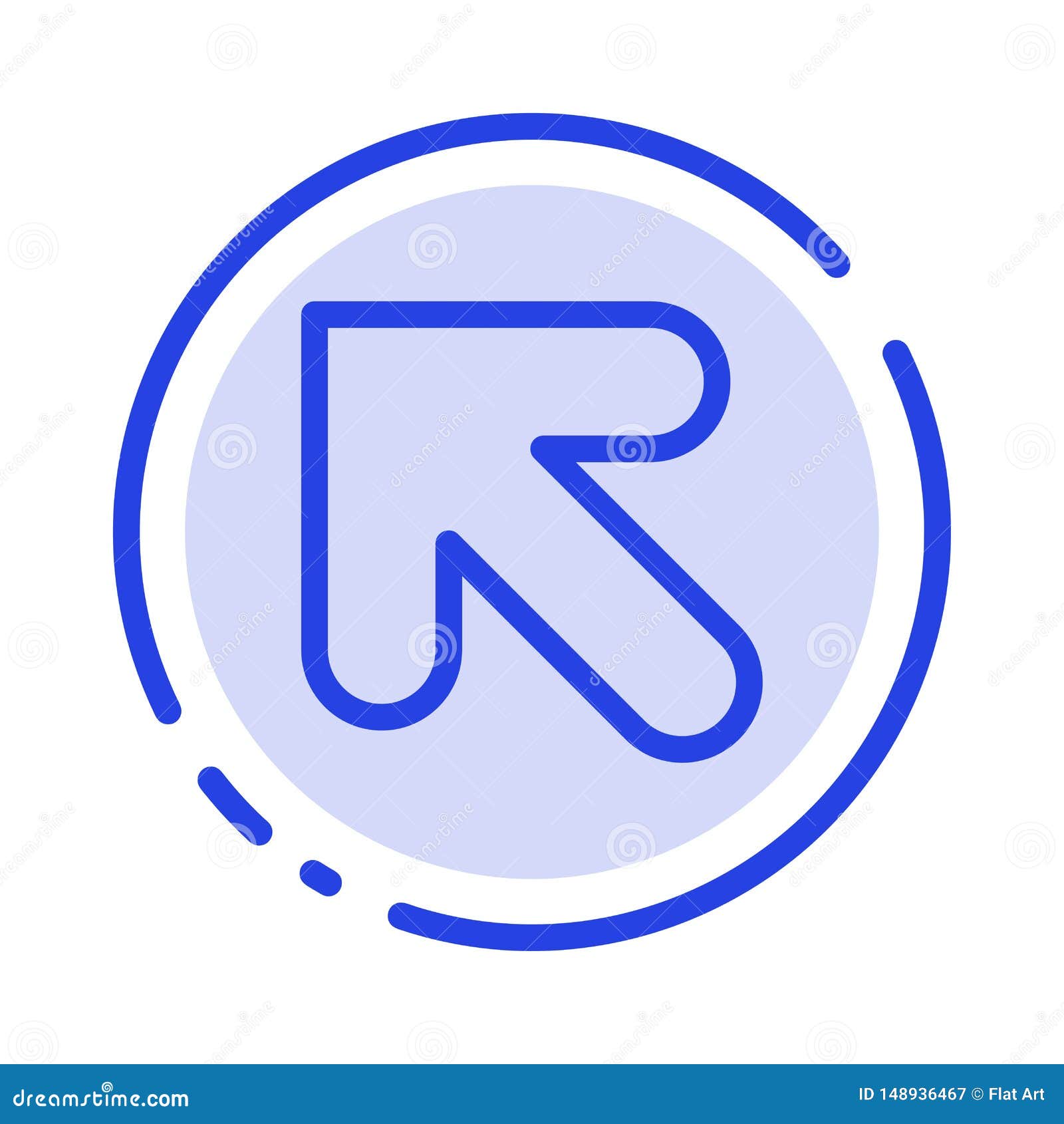 Arrow, Up, Left Blue Dotted Line Line Icon Stock Vector - Illustration ...