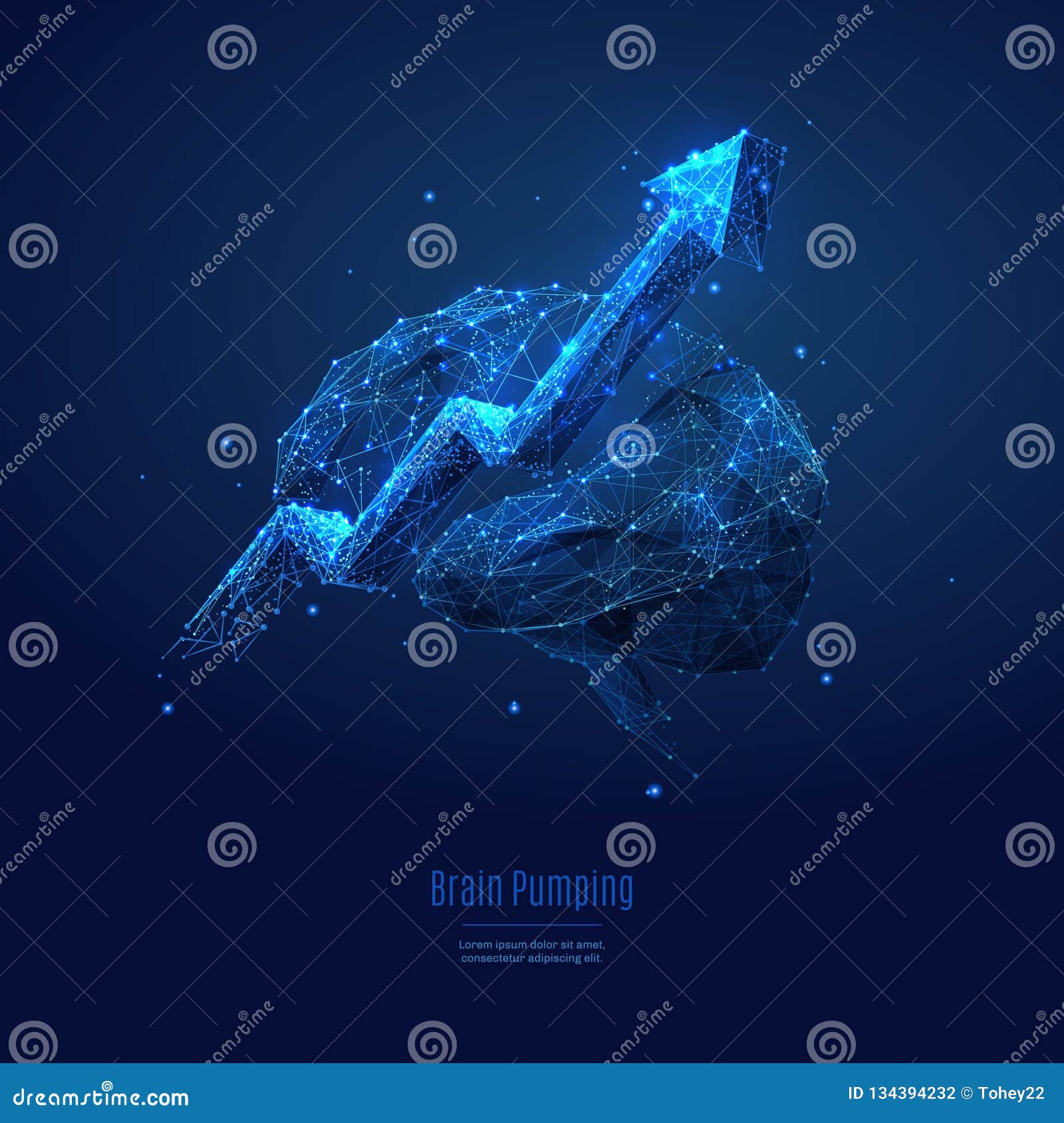 Arrow Up and Brain Low Poly Stock Vector - Illustration of graphic ...