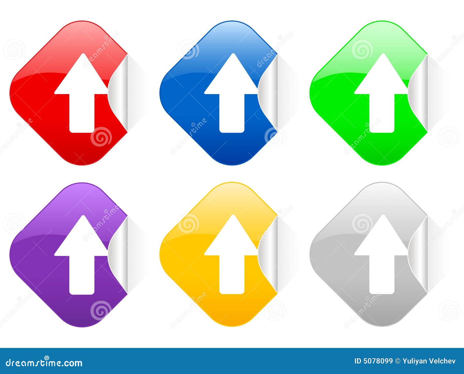 Arrow up square stickers stock vector. Illustration of internet - 5078099