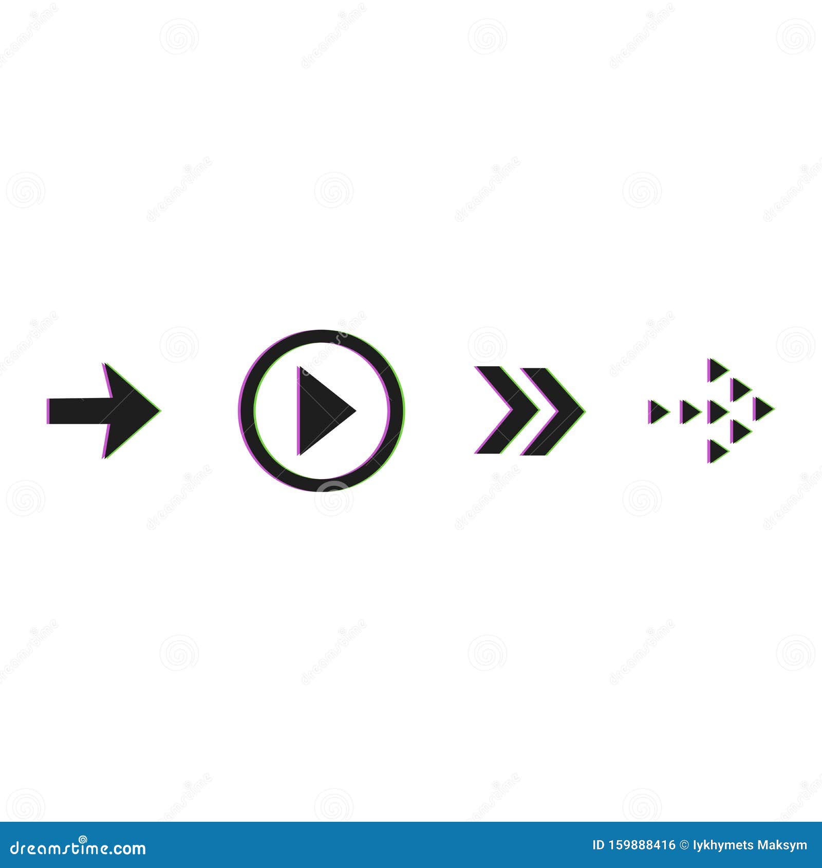 Arrow Vector Button Icon Set Black Color on White Background. Isolated ...