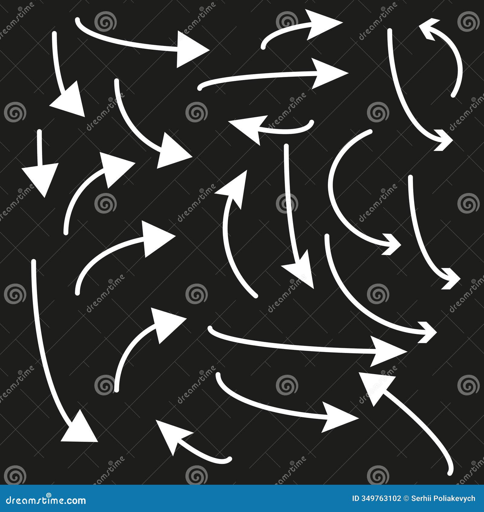 Arrow Vector Collection. Multiple White Arrows. Curved and Straight ...