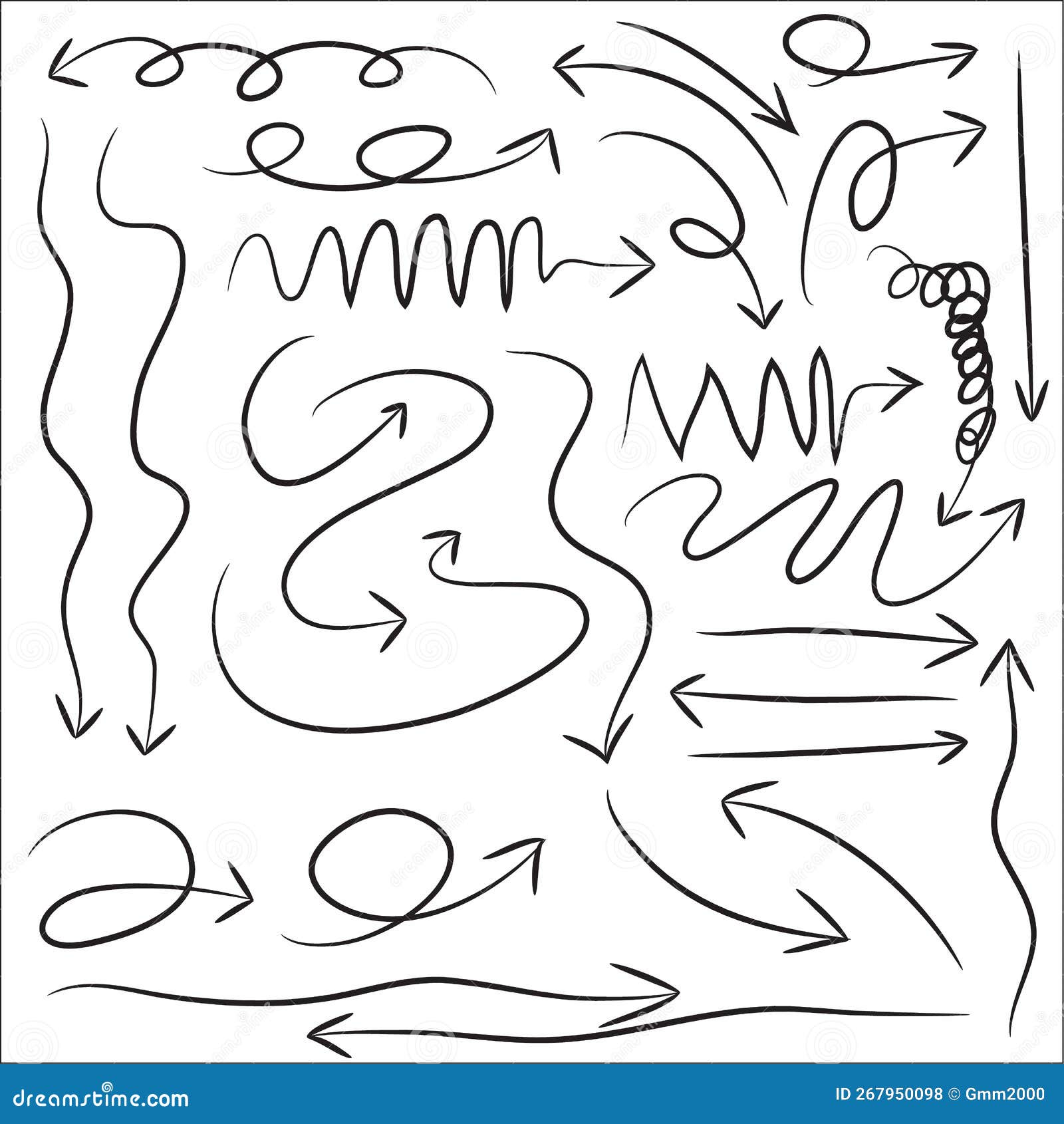 Arrow Vector Hand Drawn Set Stock Vector - Illustration of isolated ...