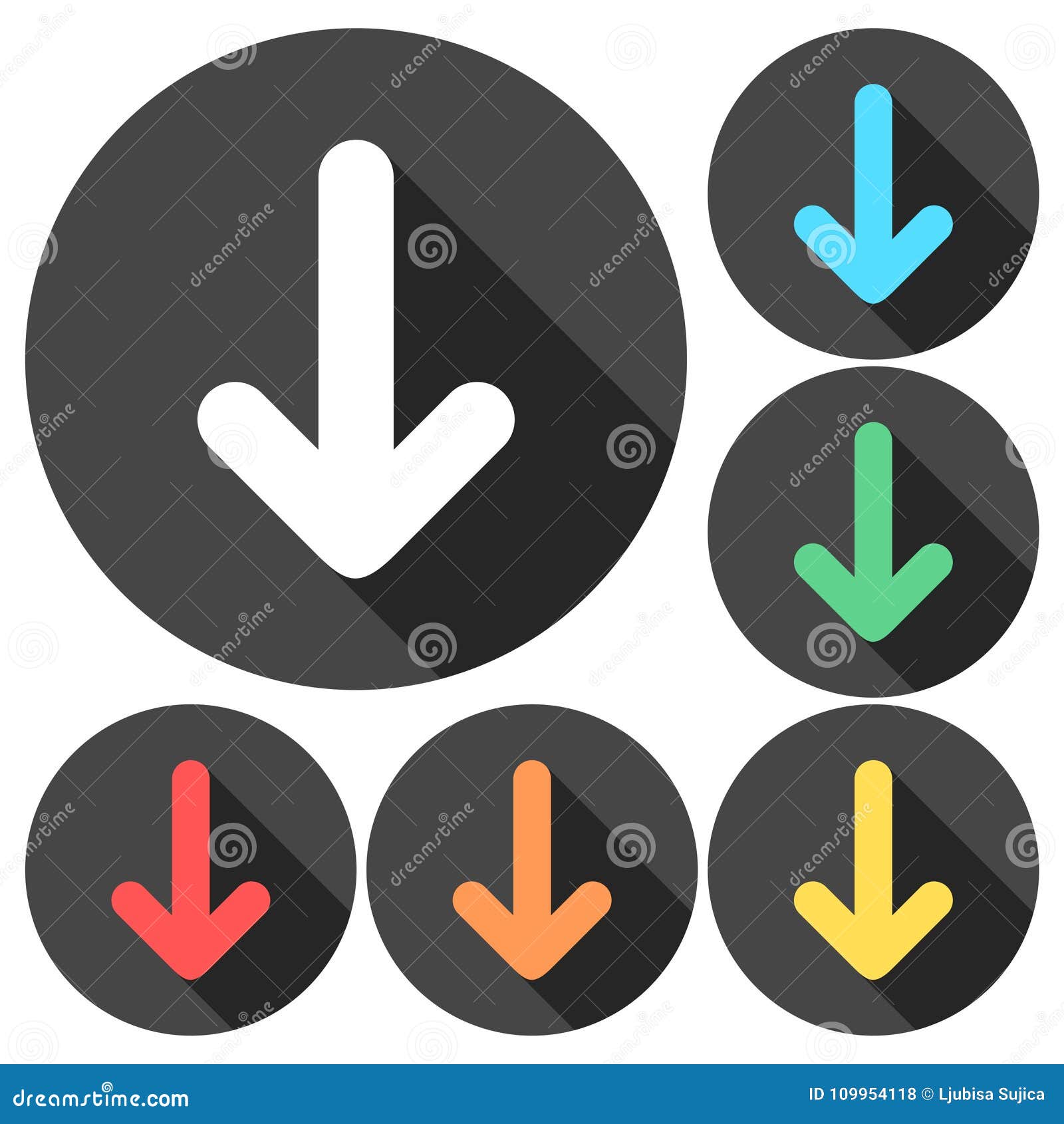 Arrow Vector Icons Set with Long Shadow Stock Vector - Illustration of ...
