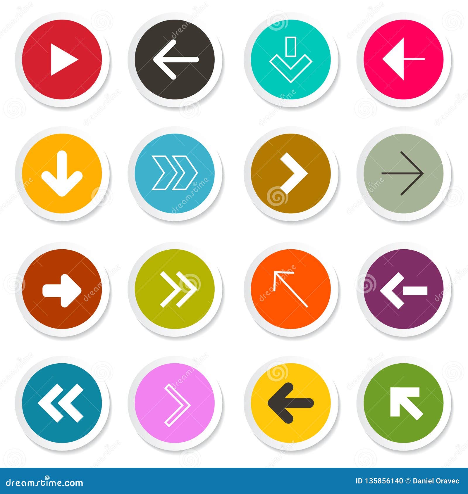 Arrows Colorful Icons. Arrow. Arrow Icons, Isolated On White Background ...