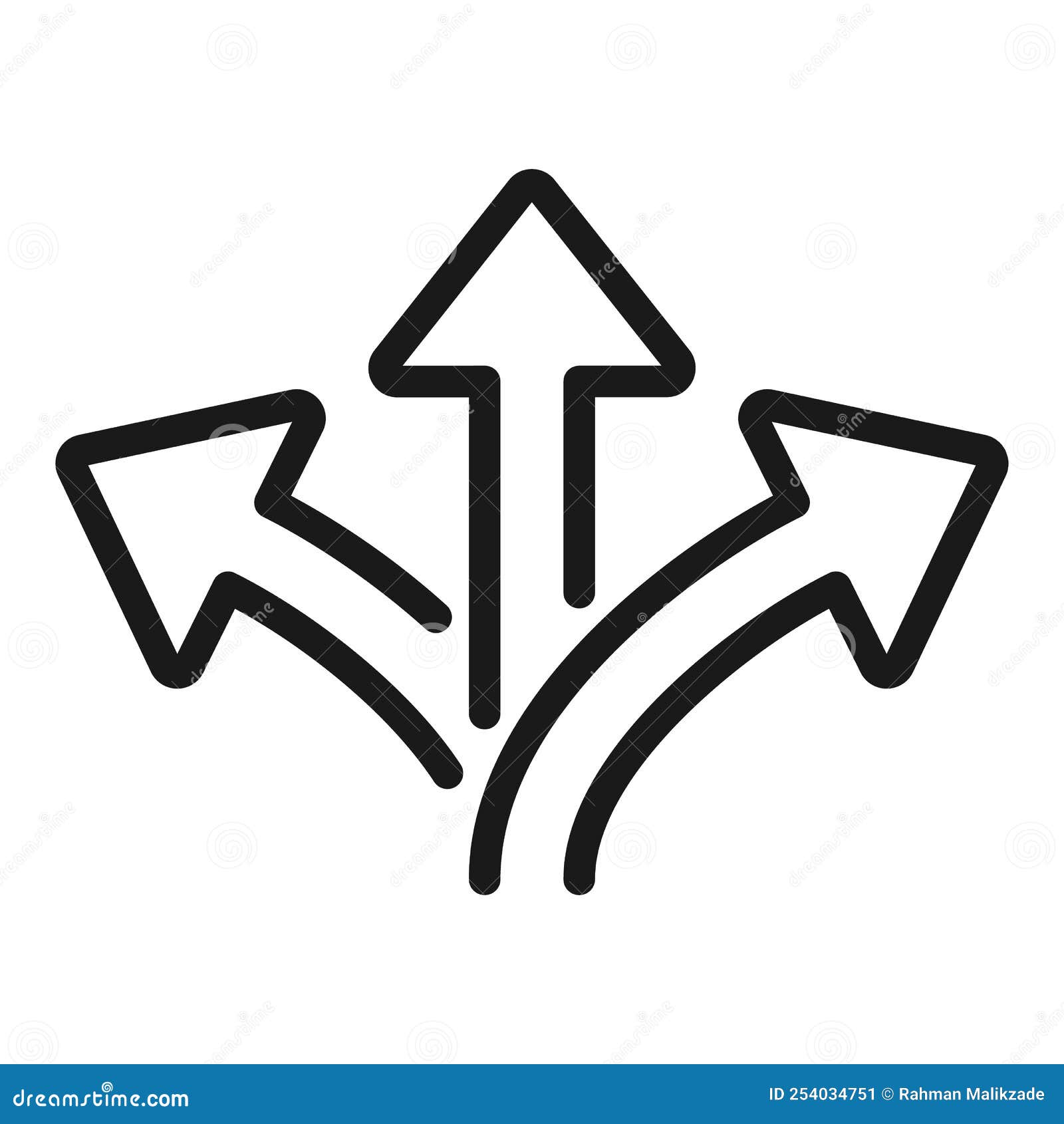 Arrow Way Line Icon. Three Arrow and Road Direction Vector Illustration ...