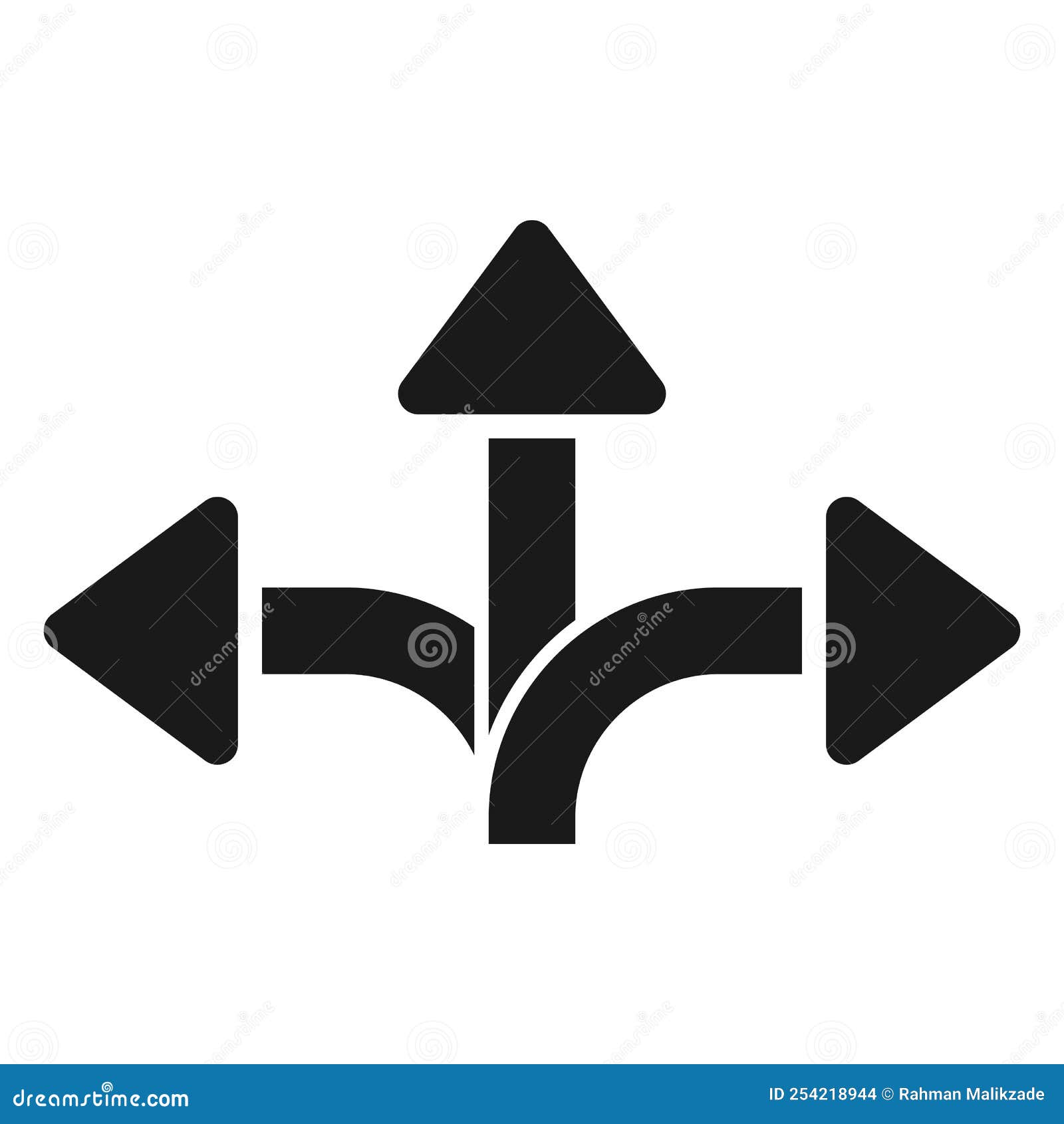 Arrow Way or Three-way Icon. Three Arrow and Road Direction Vector ...