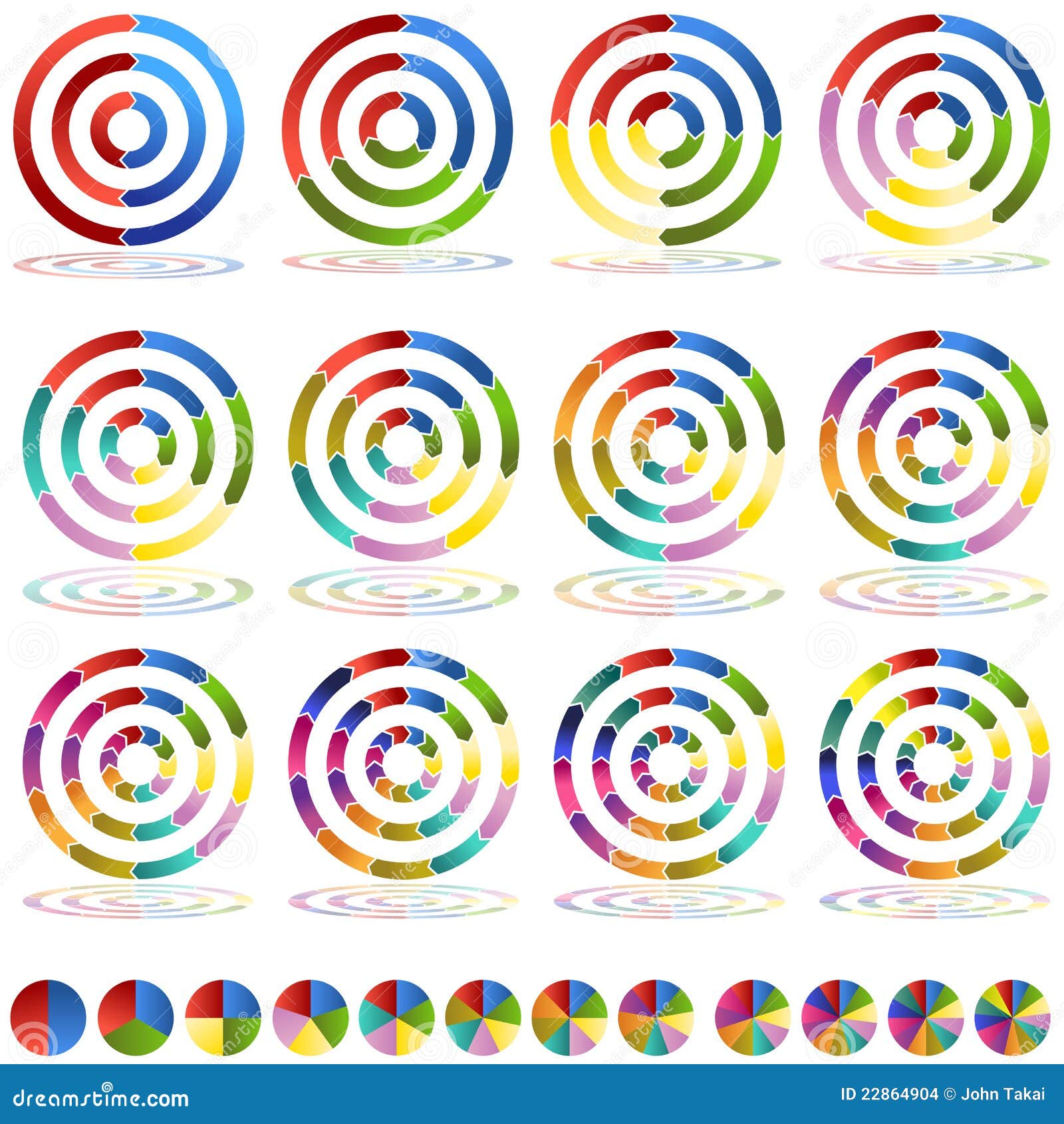 Arrow Wheel Chart Target Icon Set Stock Vector - Illustration of nine ...