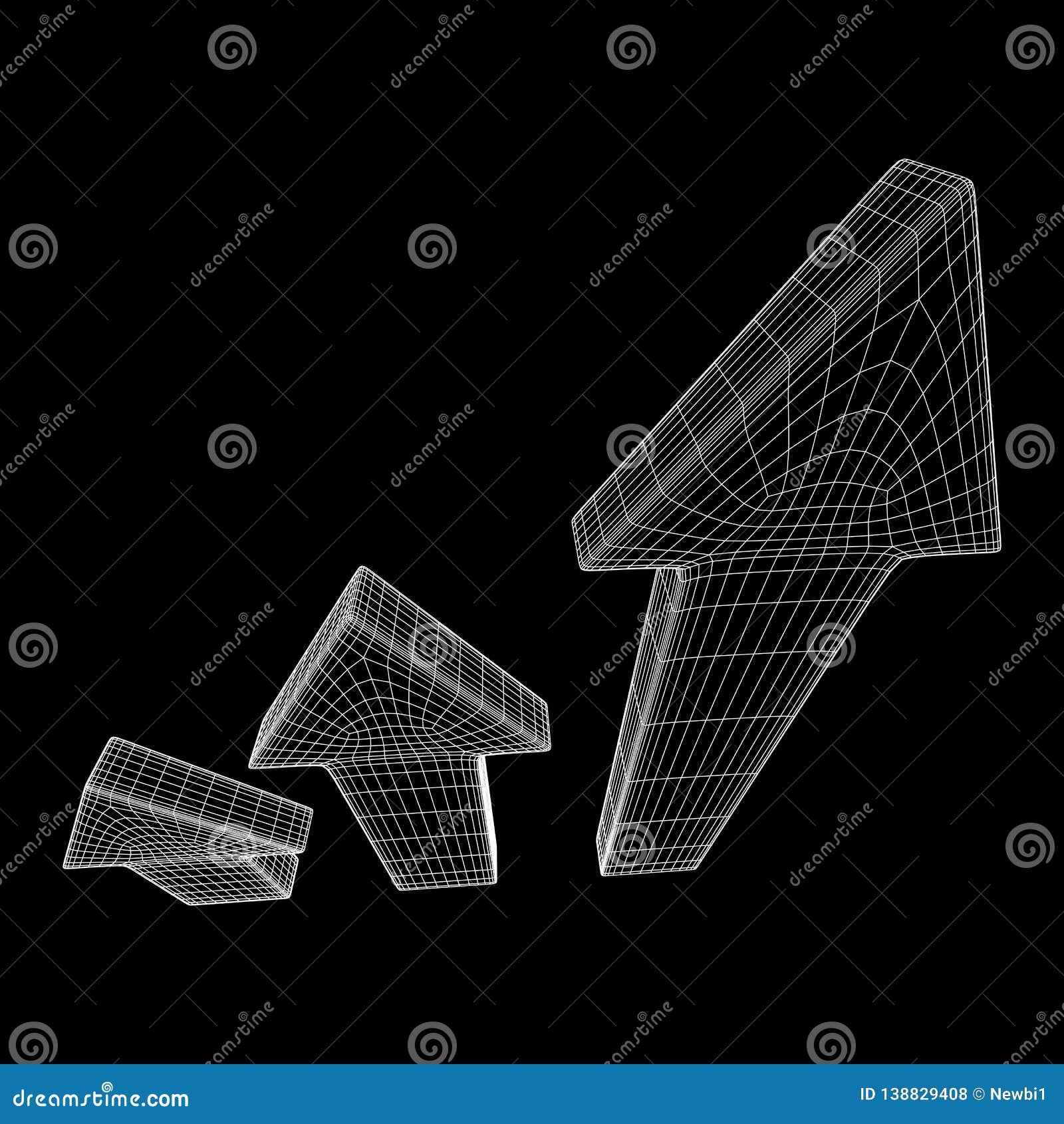 Wireframe arrow low poly stock vector. Illustration of blueprints ...