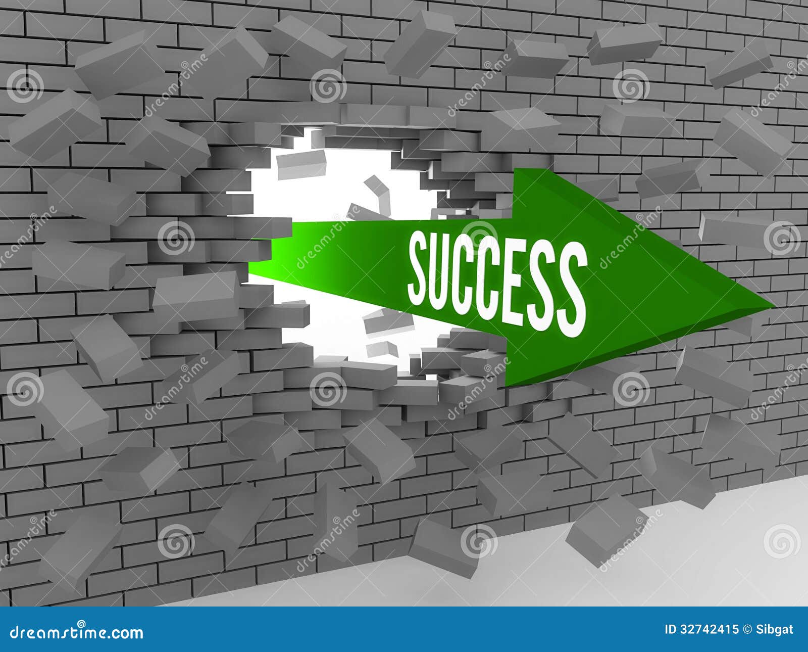 Arrow with Word Success Breaking Brick Wall. Stock Illustration ...