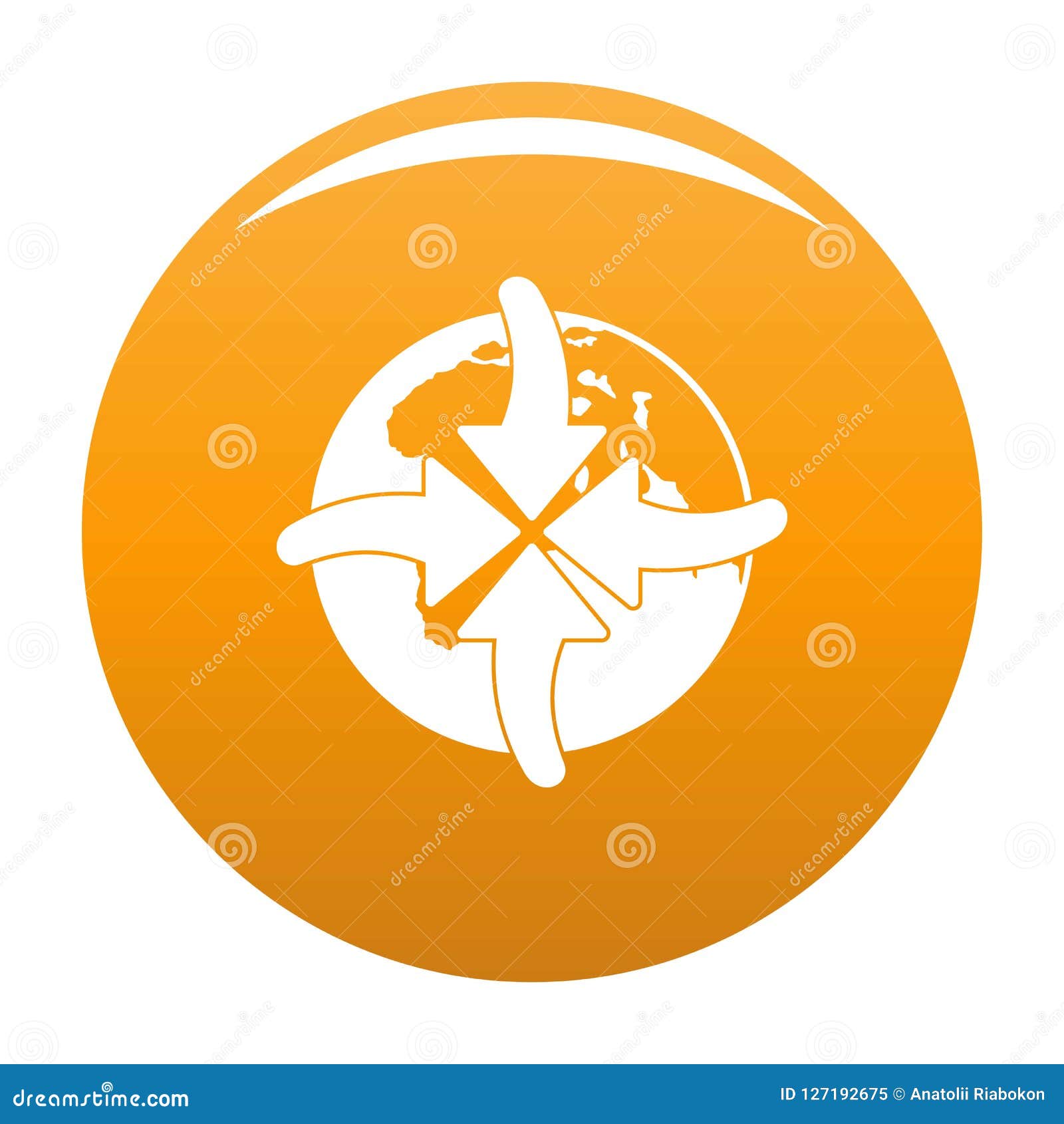 Arrow of world icon orange stock illustration. Illustration of earth ...