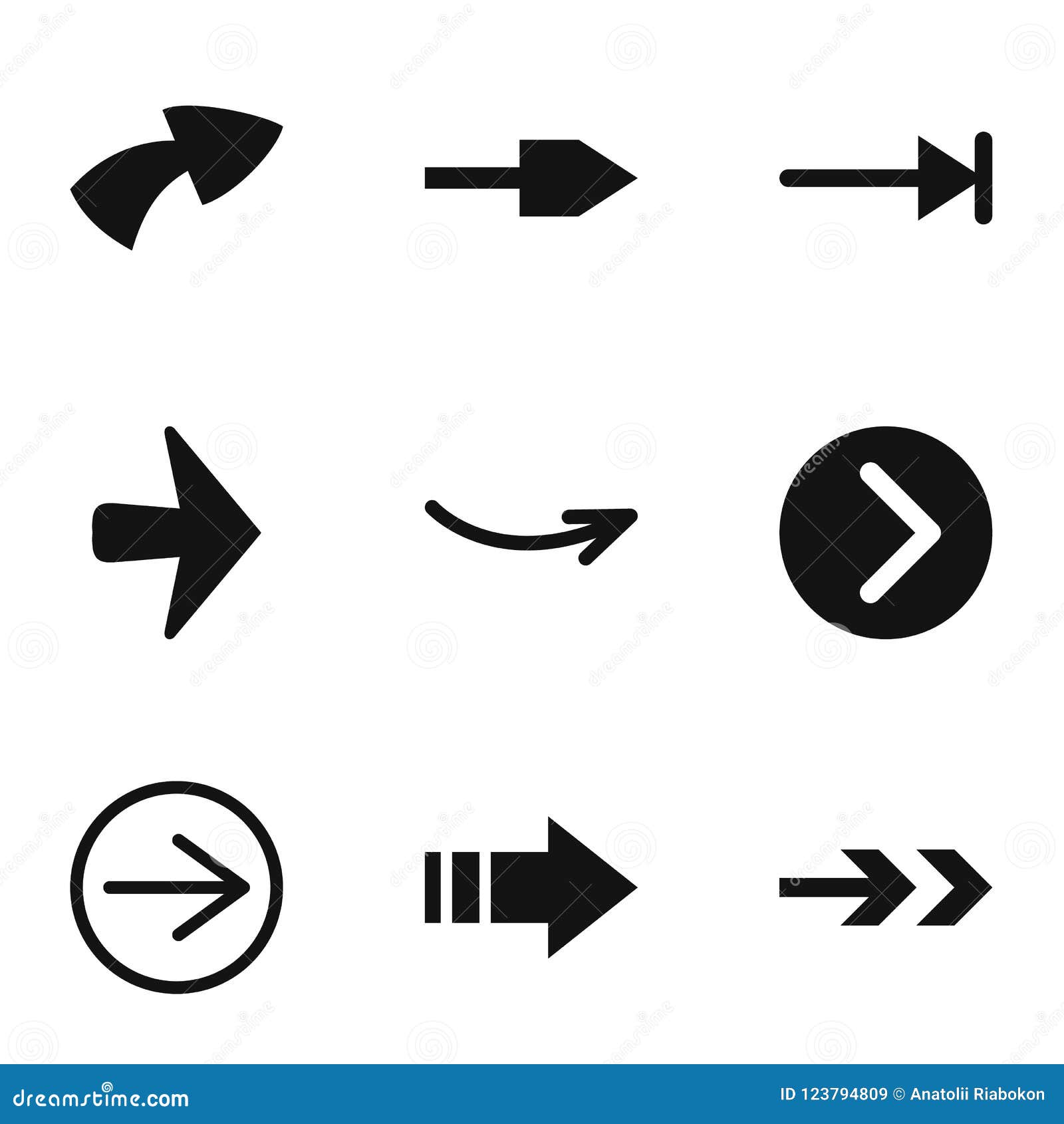 Arrowhead Icons Set, Simple Style Stock Illustration - Illustration of ...
