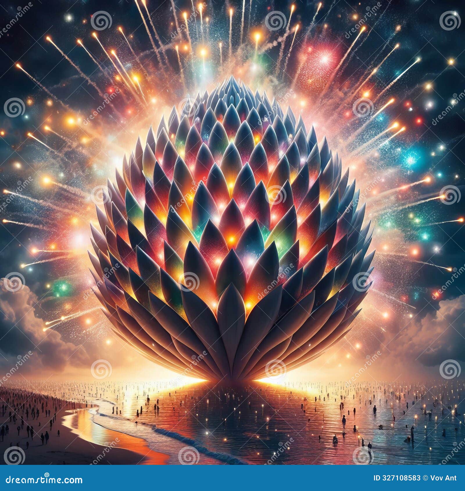 96 53. Arrowhead Shells_ Large, Spherical Fireworks Th Stock ...