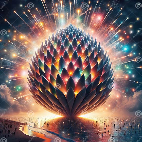 96 53. Arrowhead Shells_ Large, Spherical Fireworks Th Stock ...