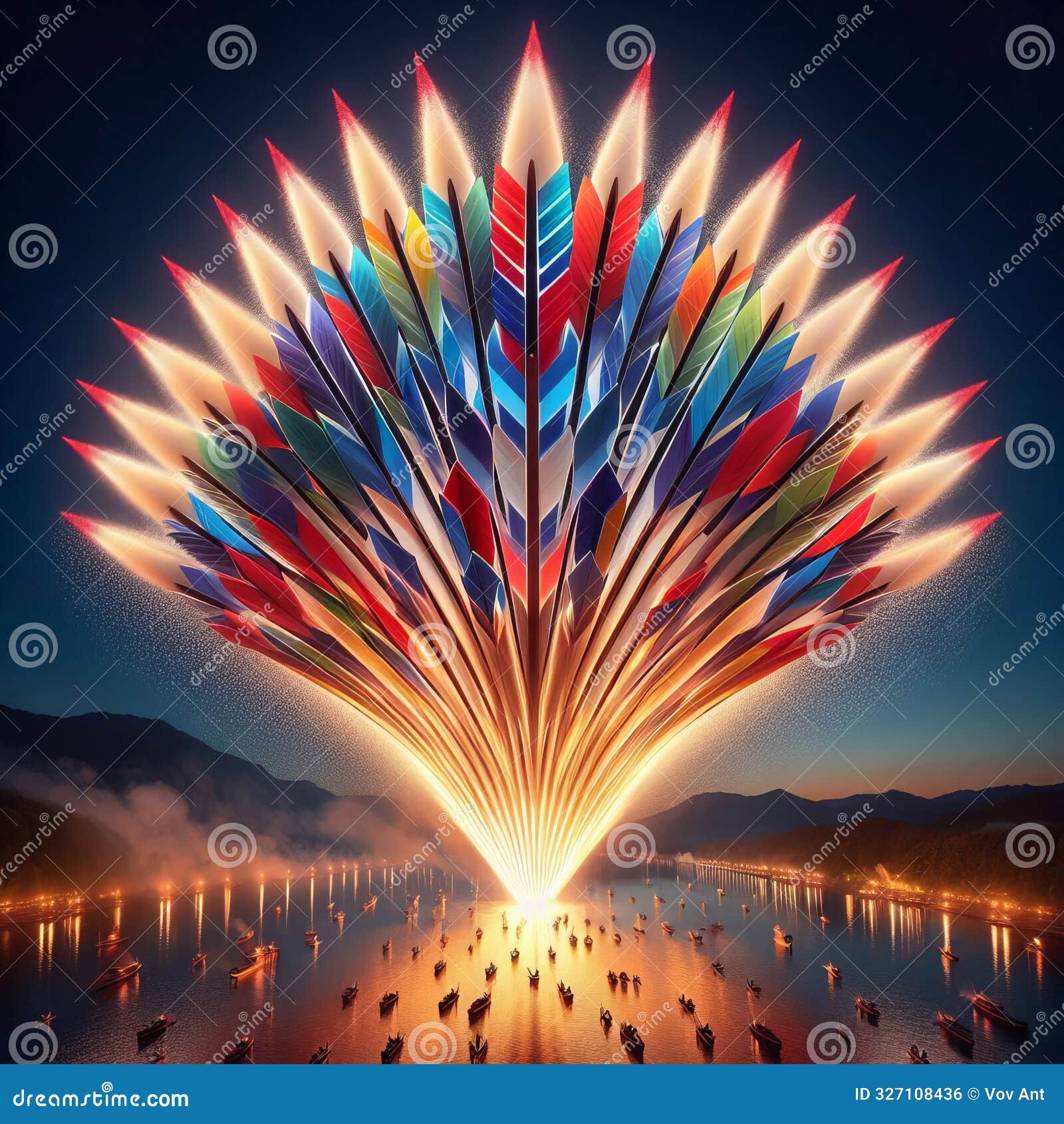 95 53. Arrowhead Shells_ Large, Spherical Fireworks Th Stock Photo ...