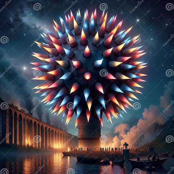 94 53. Arrowhead Shells_ Large, Spherical Fireworks Th Stock Photo ...