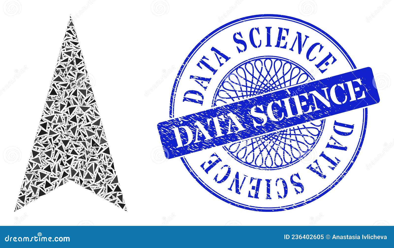 Textured Data Science Badge and Triangle Arrowhead Up Mosaic Stock ...