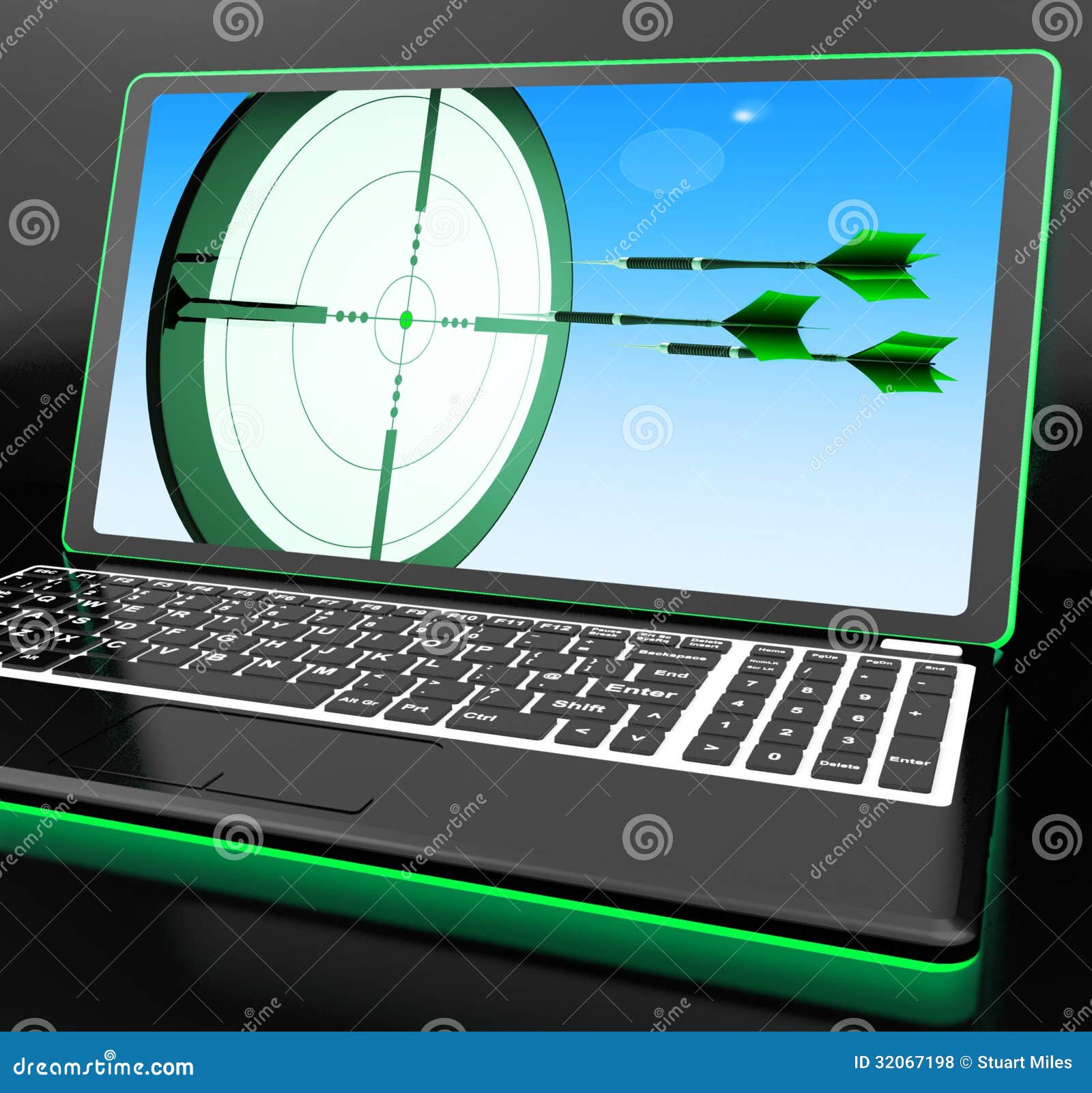 Arrows Aiming on Laptop Showing Extreme Accuracy Stock Illustration ...