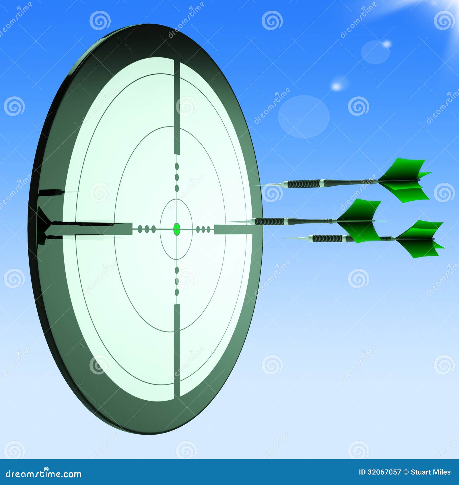 Arrows Aiming Target Shows Perfect Performance Stock Illustration ...