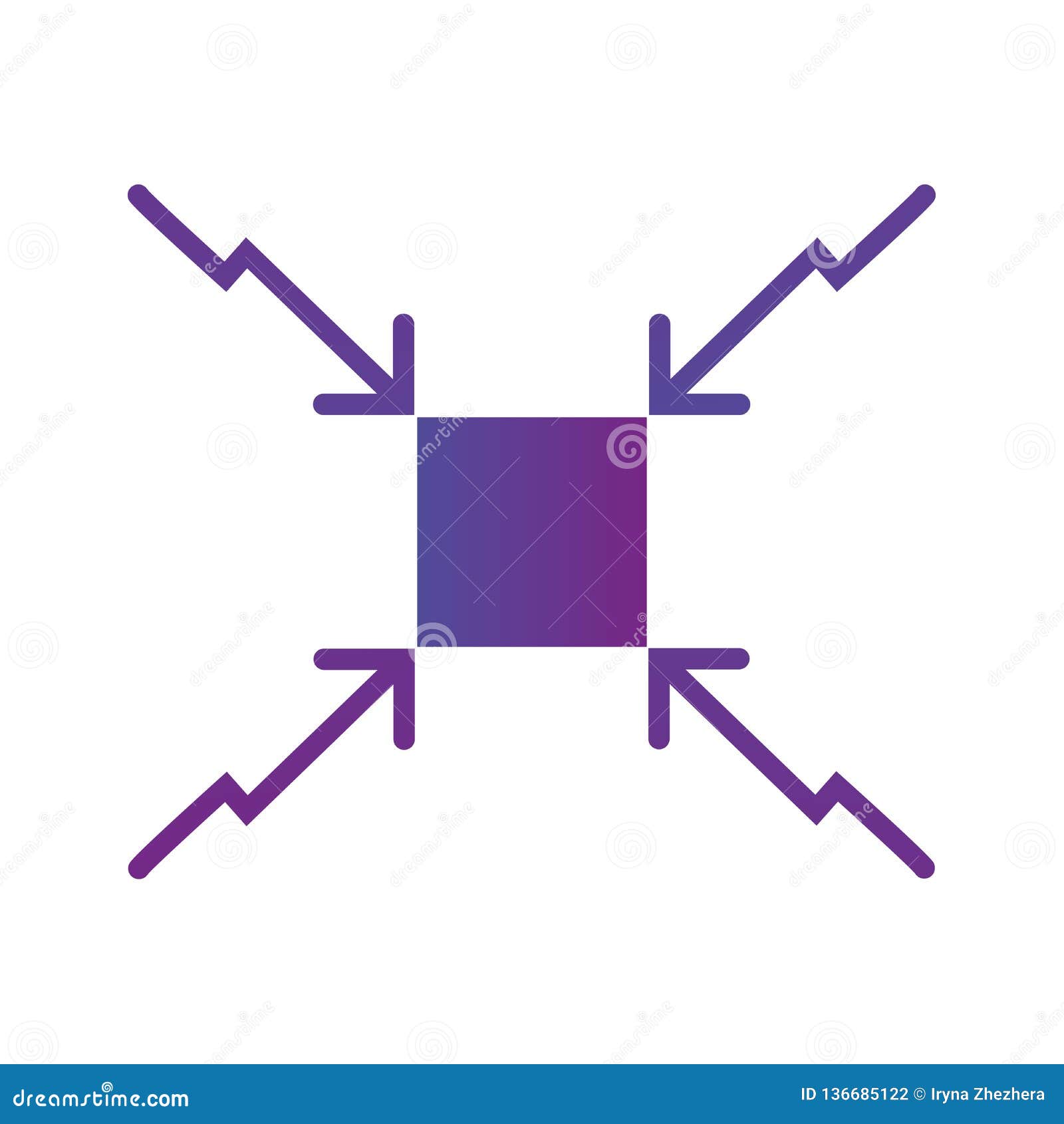 4 Arrows Aiming To the Square Center Icon. . Direction Arrows. Vector ...