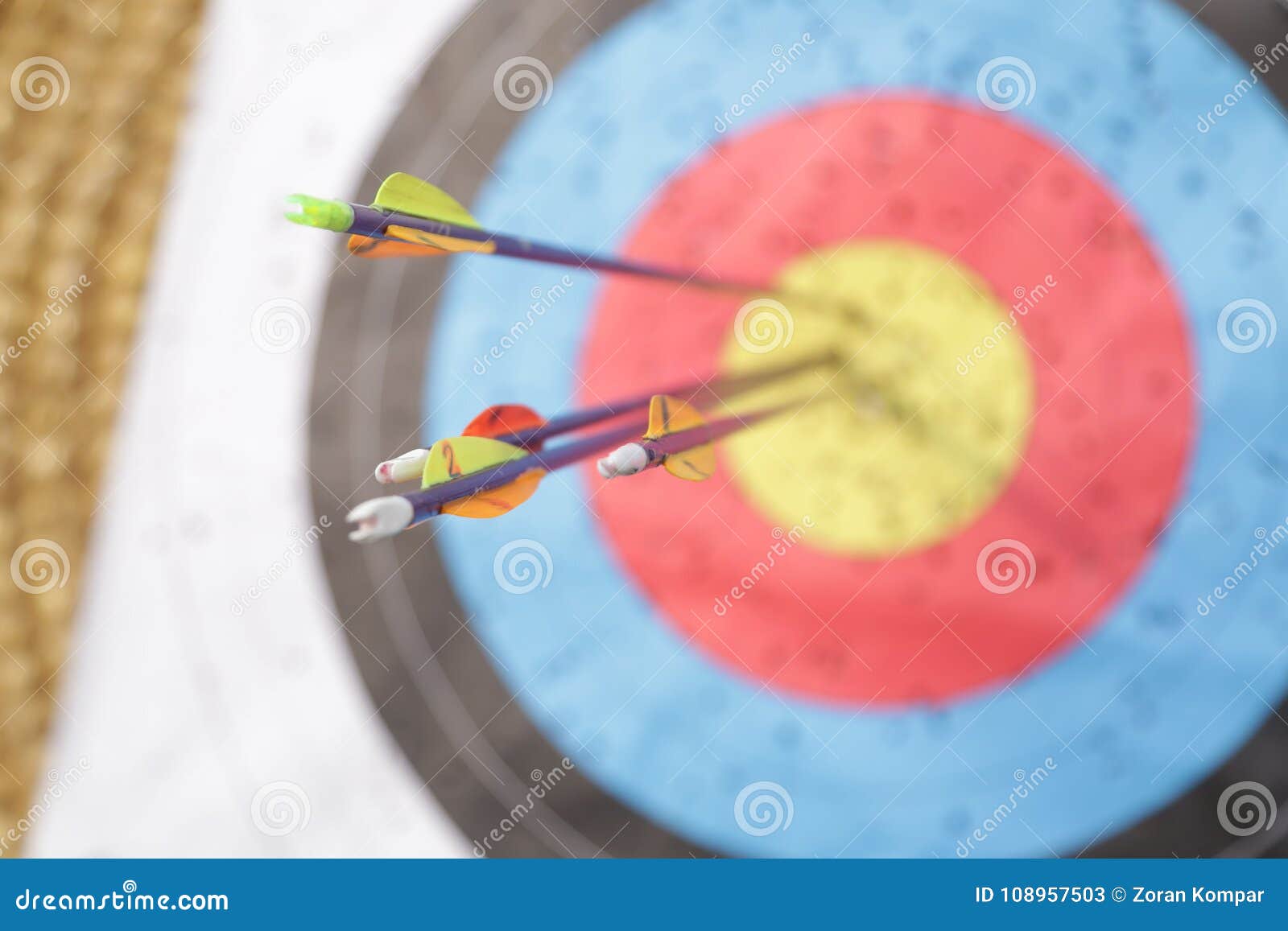 Arrows in archery target stock image. Image of ring - 108957503
