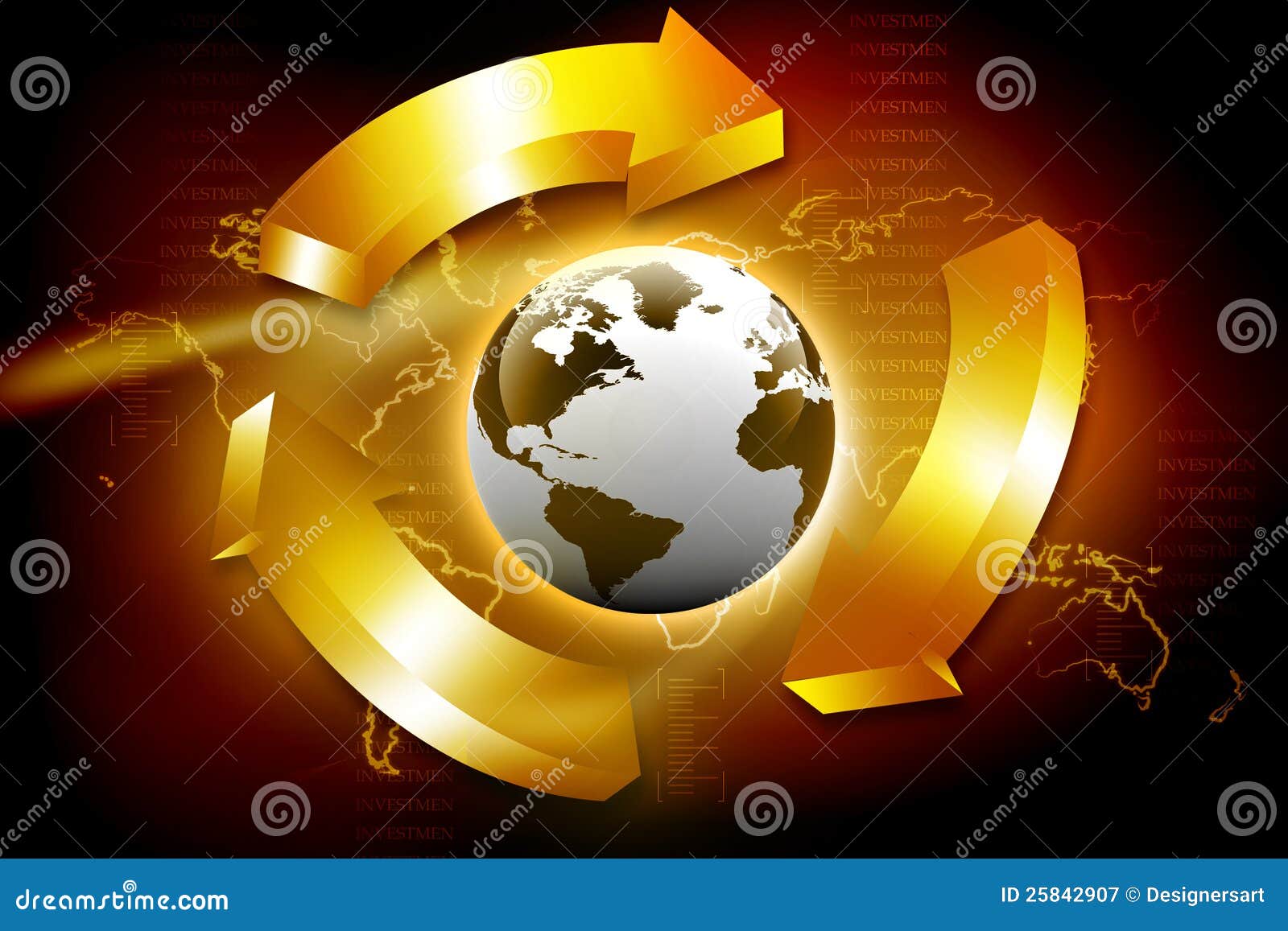 Arrows around globe stock illustration. Illustration of signpost - 25842907