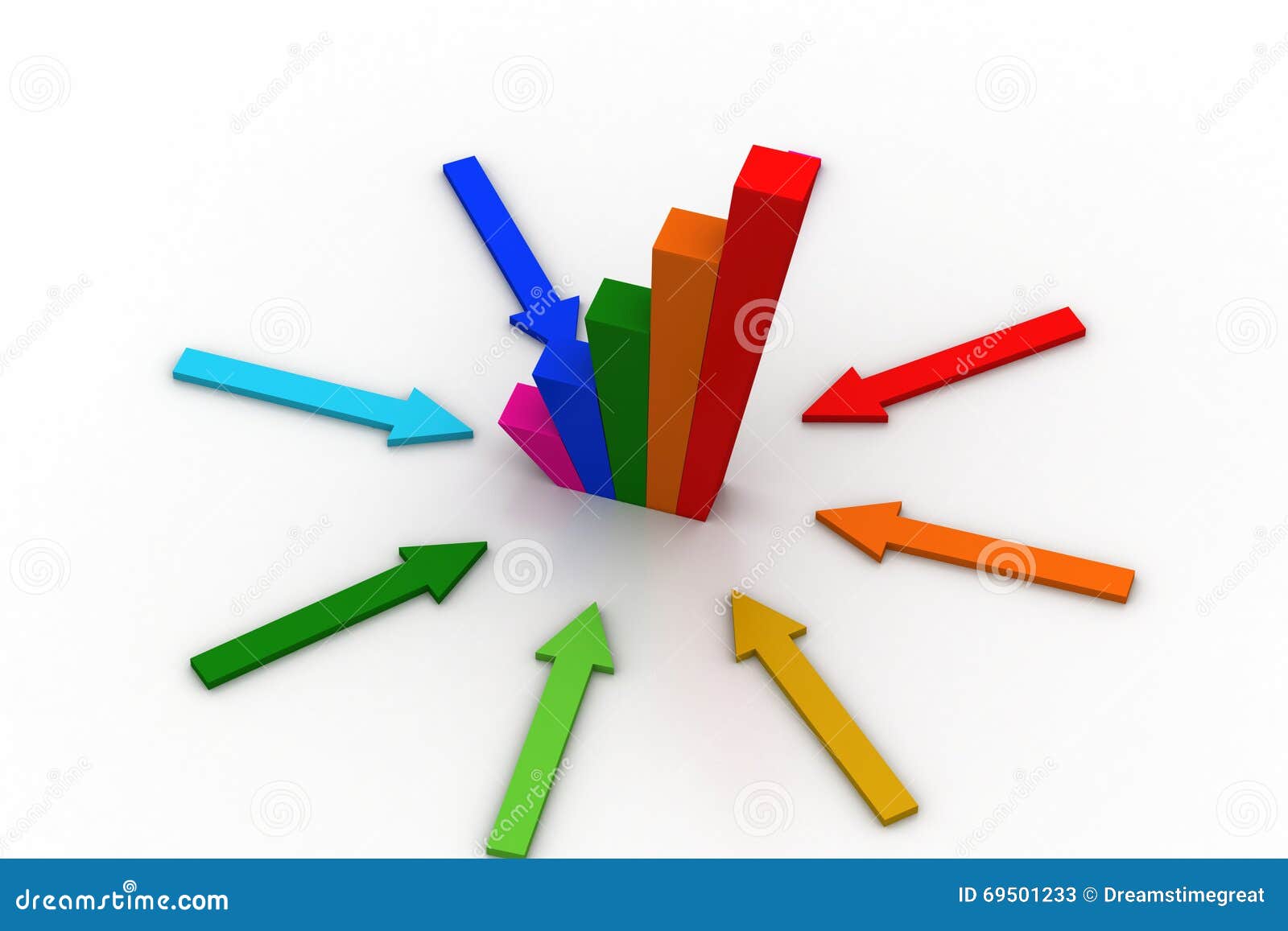 Arrows Arranged Around the Growth Graph Stock Illustration ...