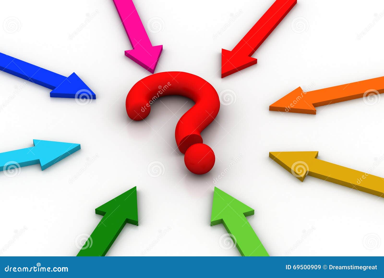 Arrows Arranged Around Question Mark Stock Illustrations – 4 Arrows ...