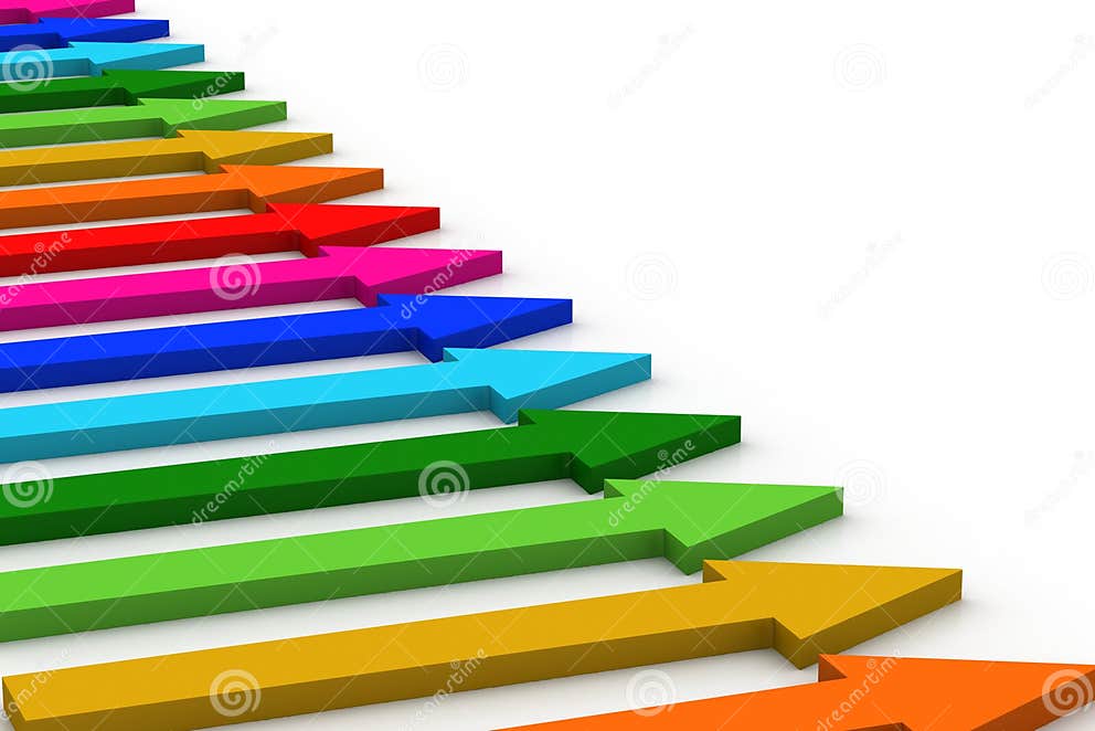 Arrows arranged in a row stock illustration. Illustration of icon ...