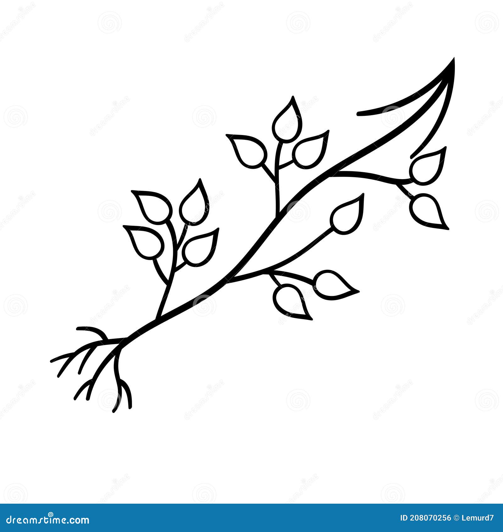 Arrow with Leaves. Vector Illustration in Doodle Style. Isolated Object ...