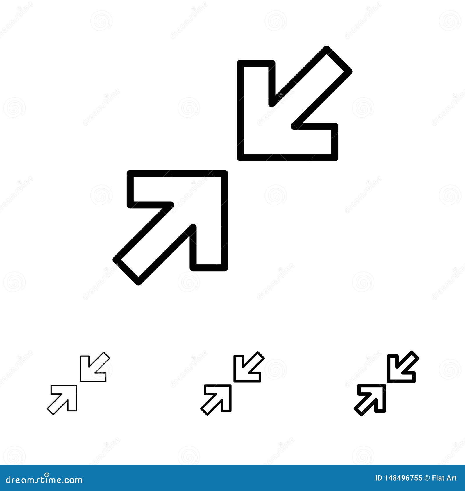 Arrows, Arrow, Zoom Bold and Thin Black Line Icon Set Stock Vector ...