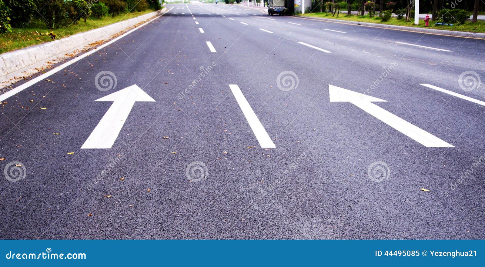 Arrows on the Asphalt To Indicate the Direction of Driving Stock Image ...