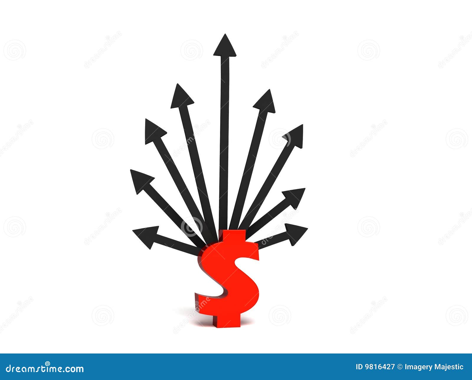 Arrows behind dollar sign stock illustration. Illustration of motion ...