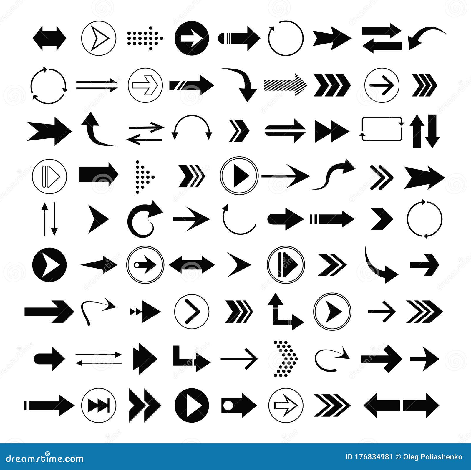Arrows big black set icons stock vector. Illustration of arrow - 176834981