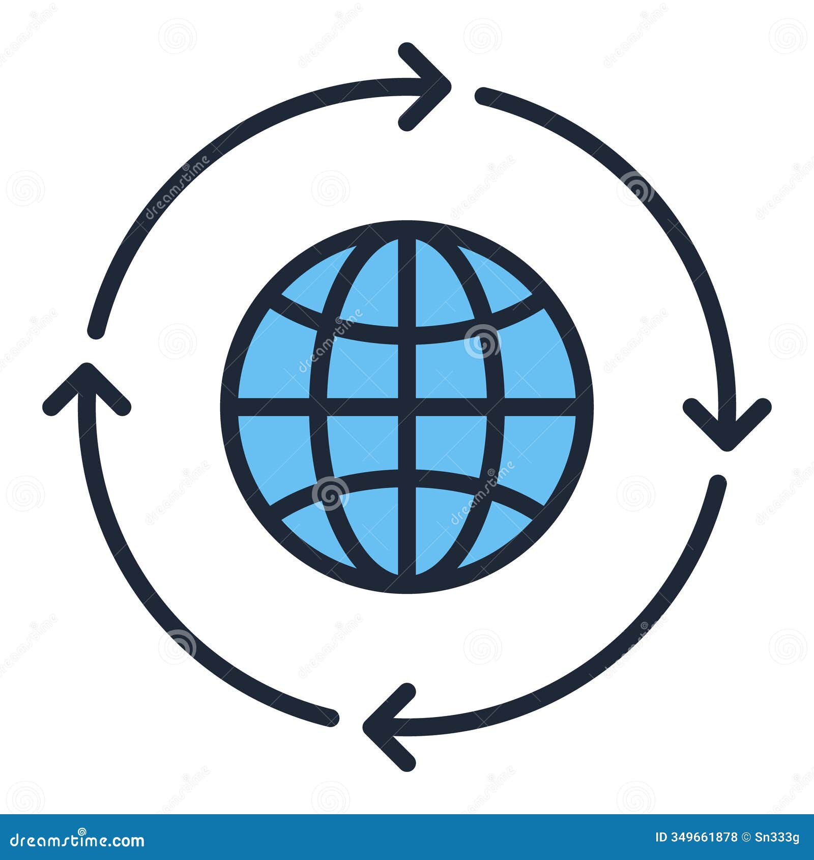 Arrows and Blue World Vector Earth Globe Colored Icon or Logo Element ...