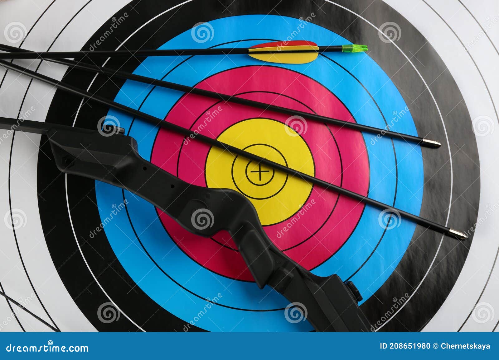 Arrows and Bow on Archery Target Top View Stock Photo - Image of arrow ...