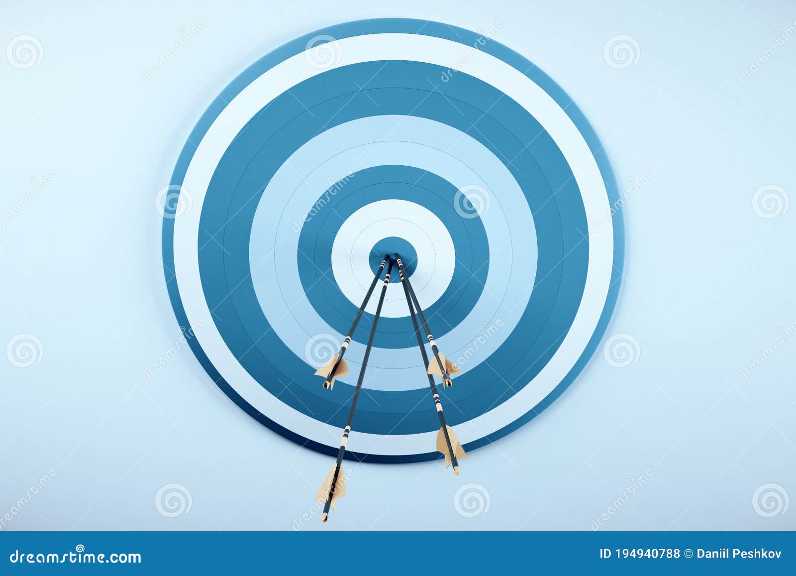 Arrows from a Bow in Blue Target Stock Illustration - Illustration of ...